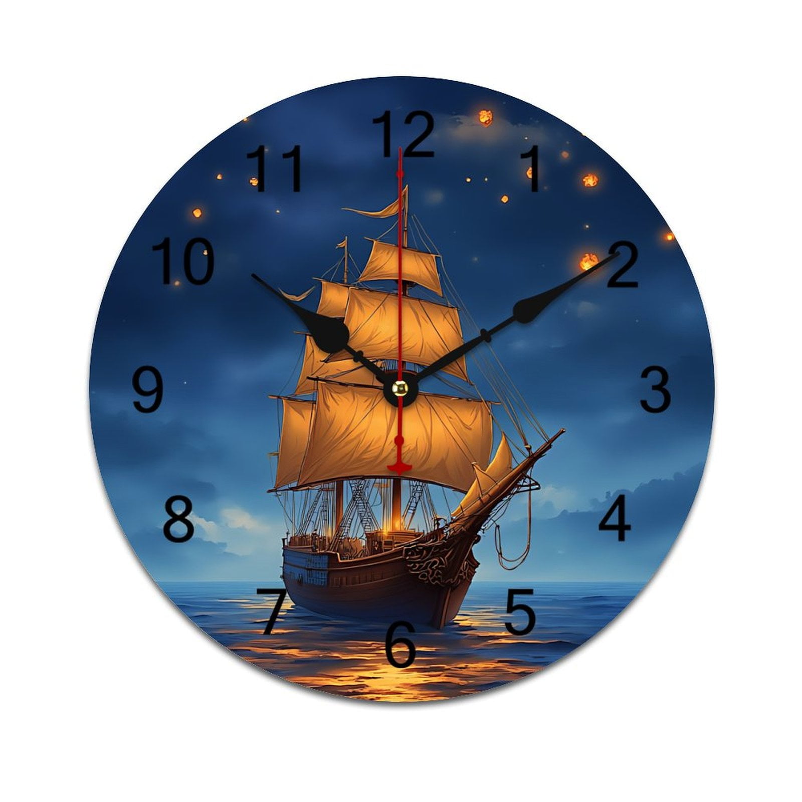 Large Wooden Boat Seagull Ocean Word Saying Big Wall Clock Home Decor ...