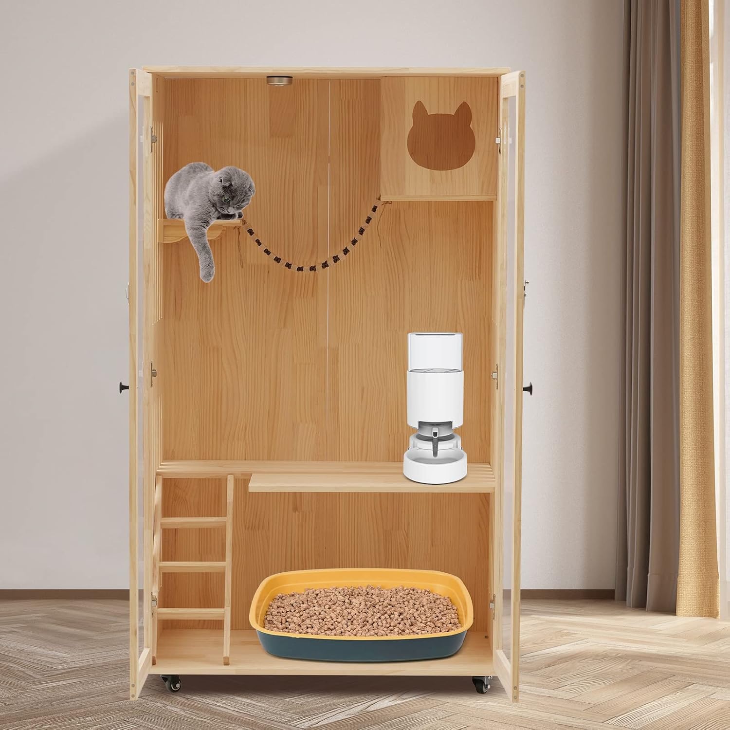 Large Wooden Cat House for Outdoor and Indoor Cats Enclosures Oversized ...