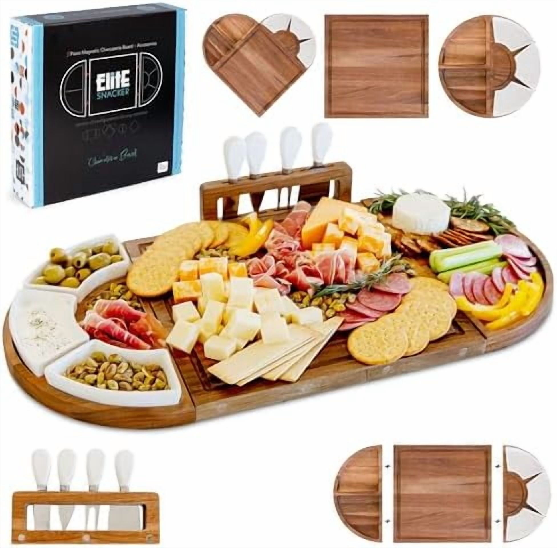 Large Wooden Charcuterie Board Set (Sealed Clear Finish) - 3-Piece ...