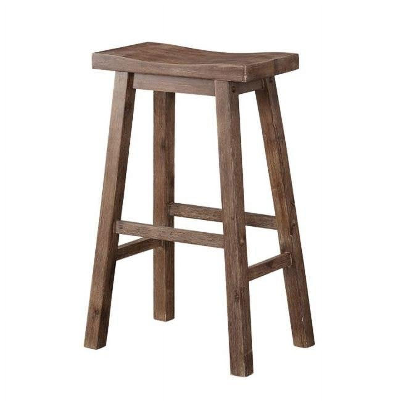Large Wooden Frame Saddle Seat Bar Height Stool with Angled Legs - Gray ...