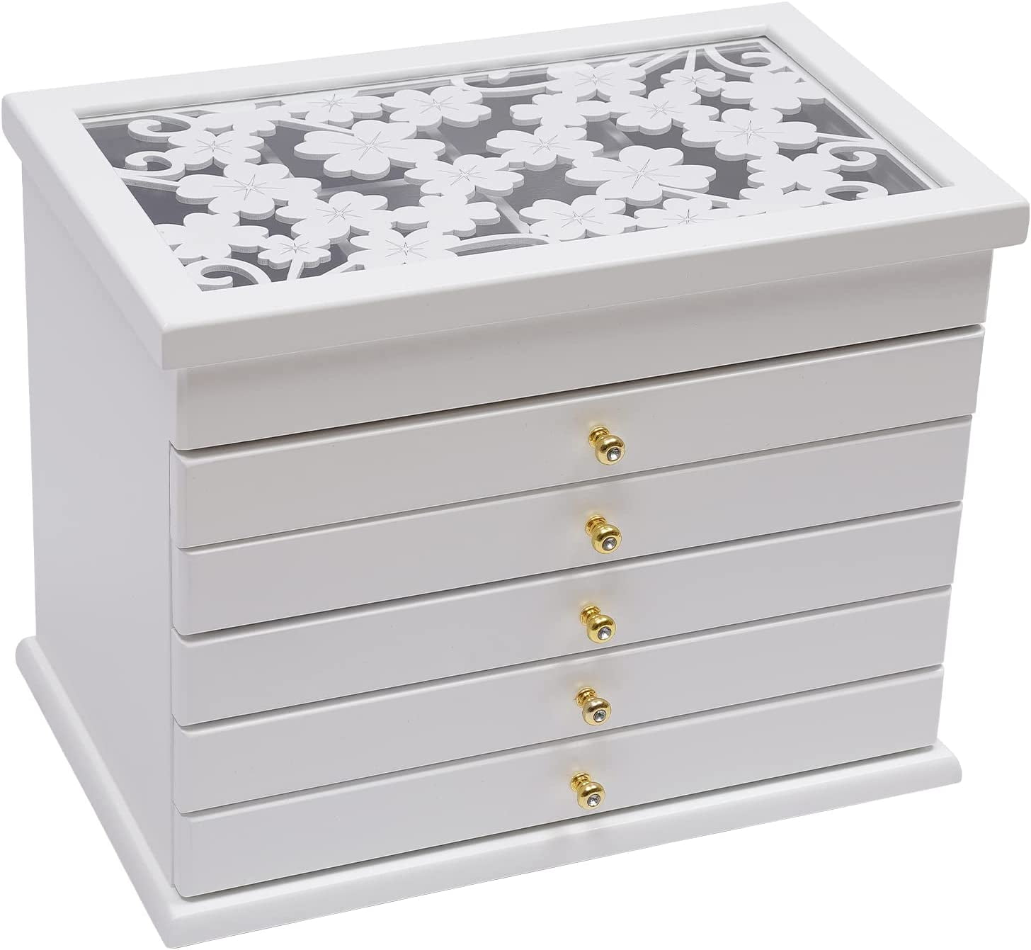 Large Wooden Jewelry Box 6-Layer Wooden Jewelry Boxes for Women Vintage ...