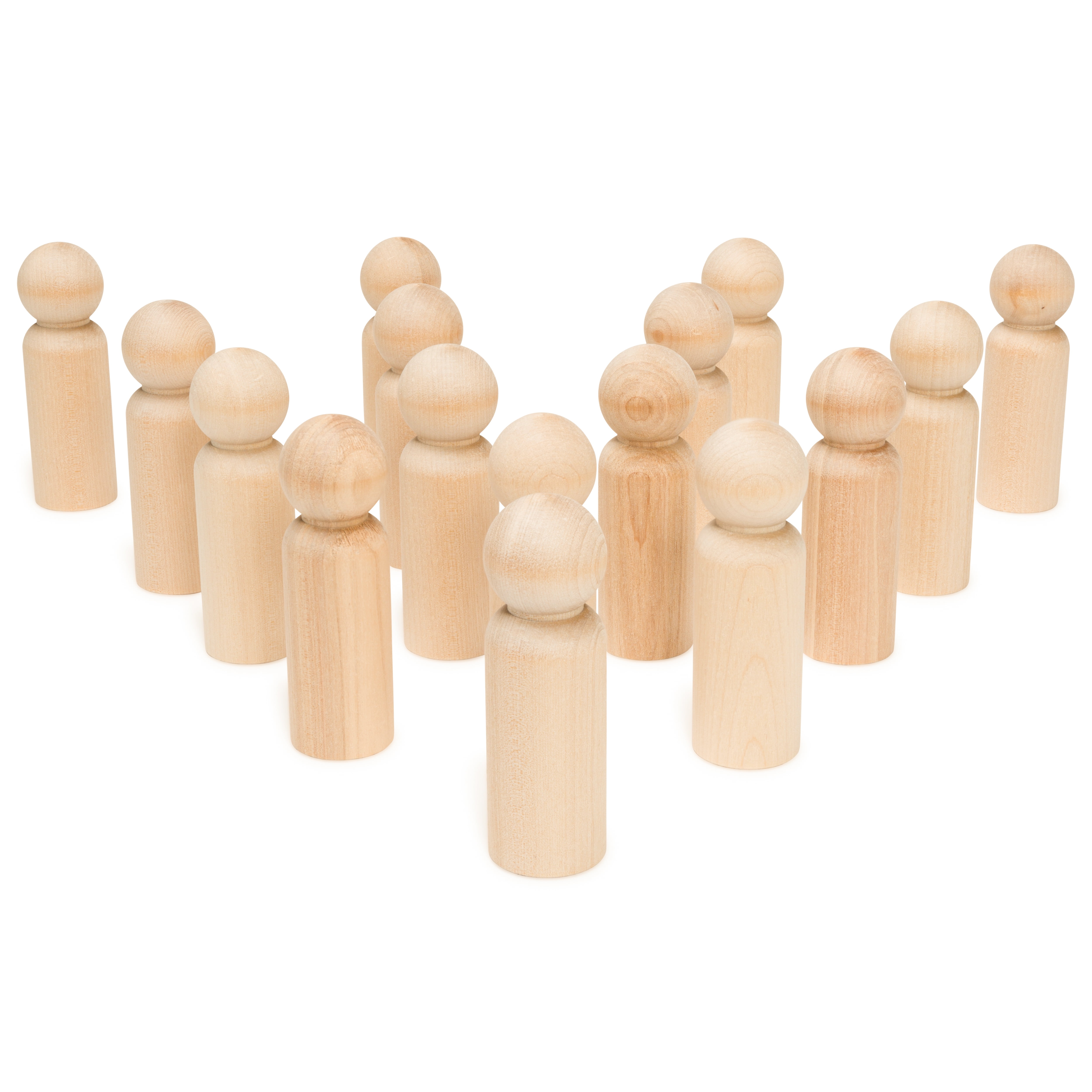Large Wooden Peg Dolls 3-1/2 inch, Pack of 10 Unfinished Jumbo Dad Peg ...