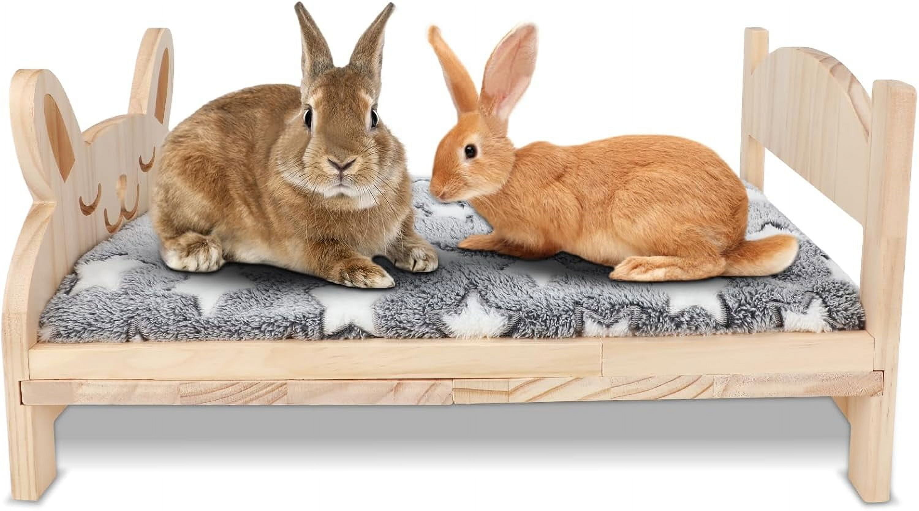 Large Wooden Rabbit Bed, 2 in 1 Folding Wooden Pet Bed with Removable ...