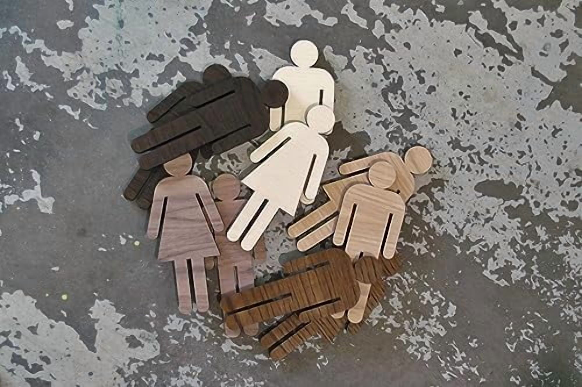 Large Wooden Restroom Bathroom Figures - WC Signage - 8" Stand Alone ...