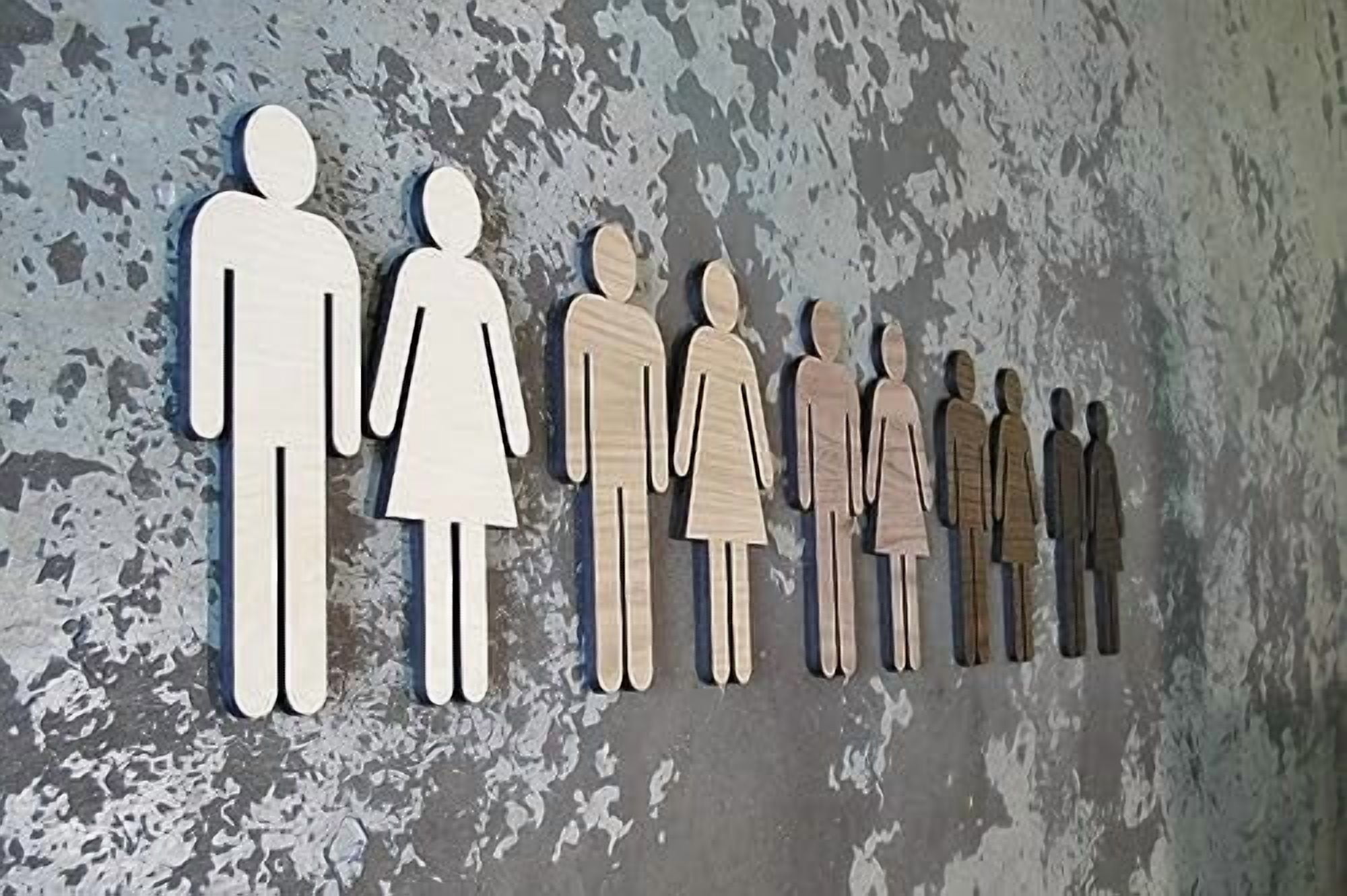 Large Wooden Restroom Bathroom Figures - WC Signage - 8" Stand Alone ...