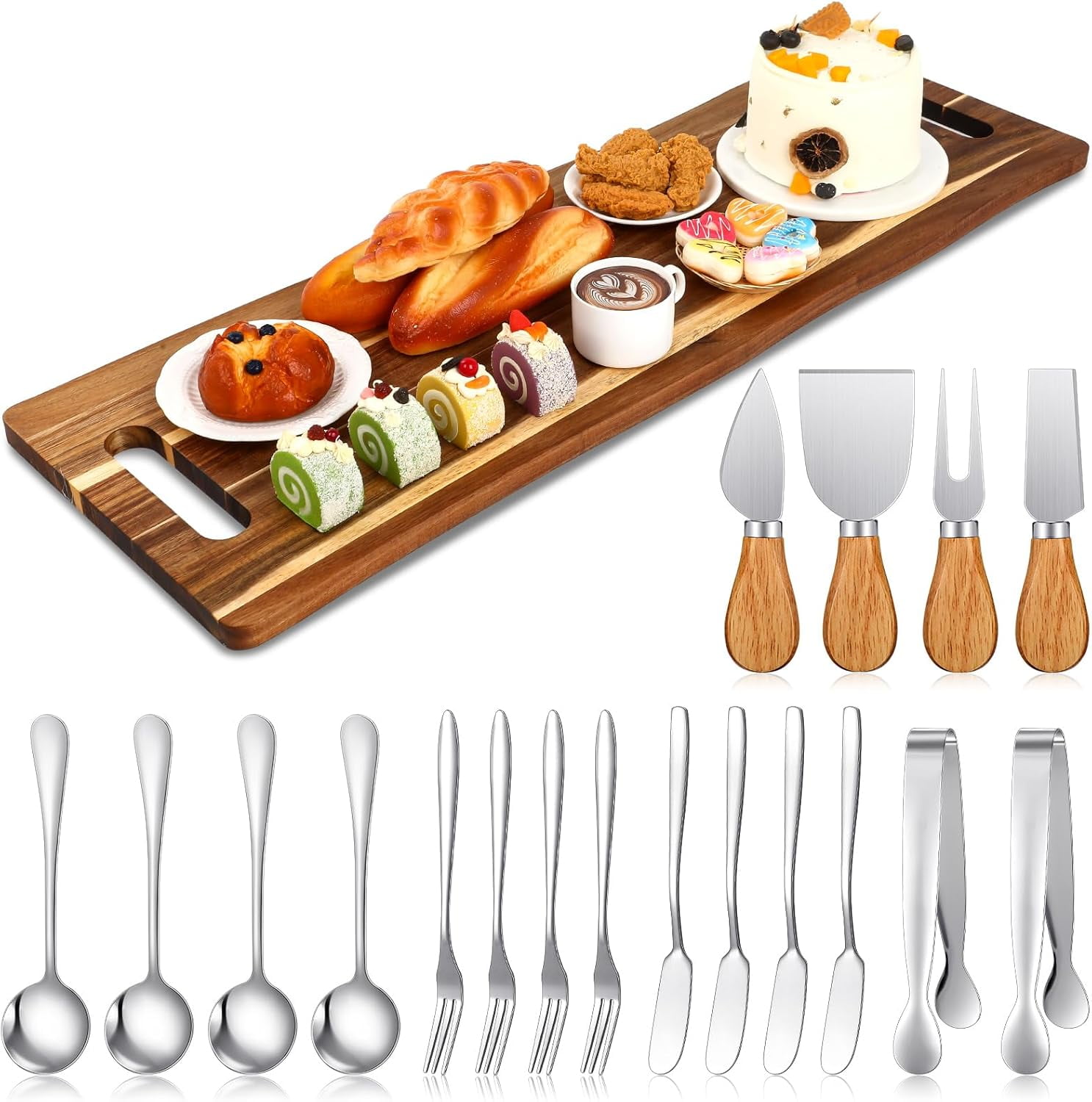 Large Wooden Serving Board with Handles 36 x 12 Inch Walnut Wood ...