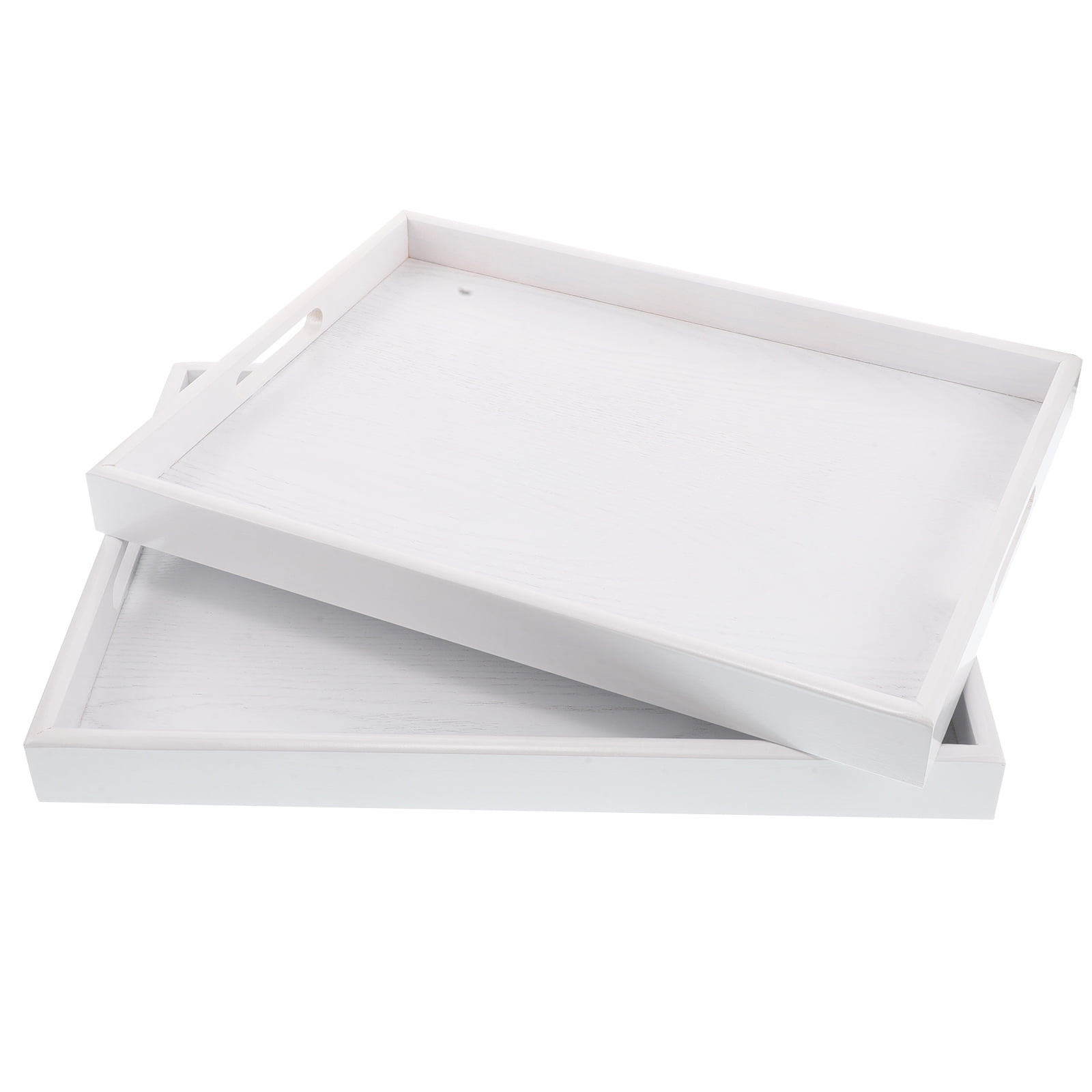 Large Wooden Serving Tray with Handles 40CM x 30CM Natural Solid Wood ...