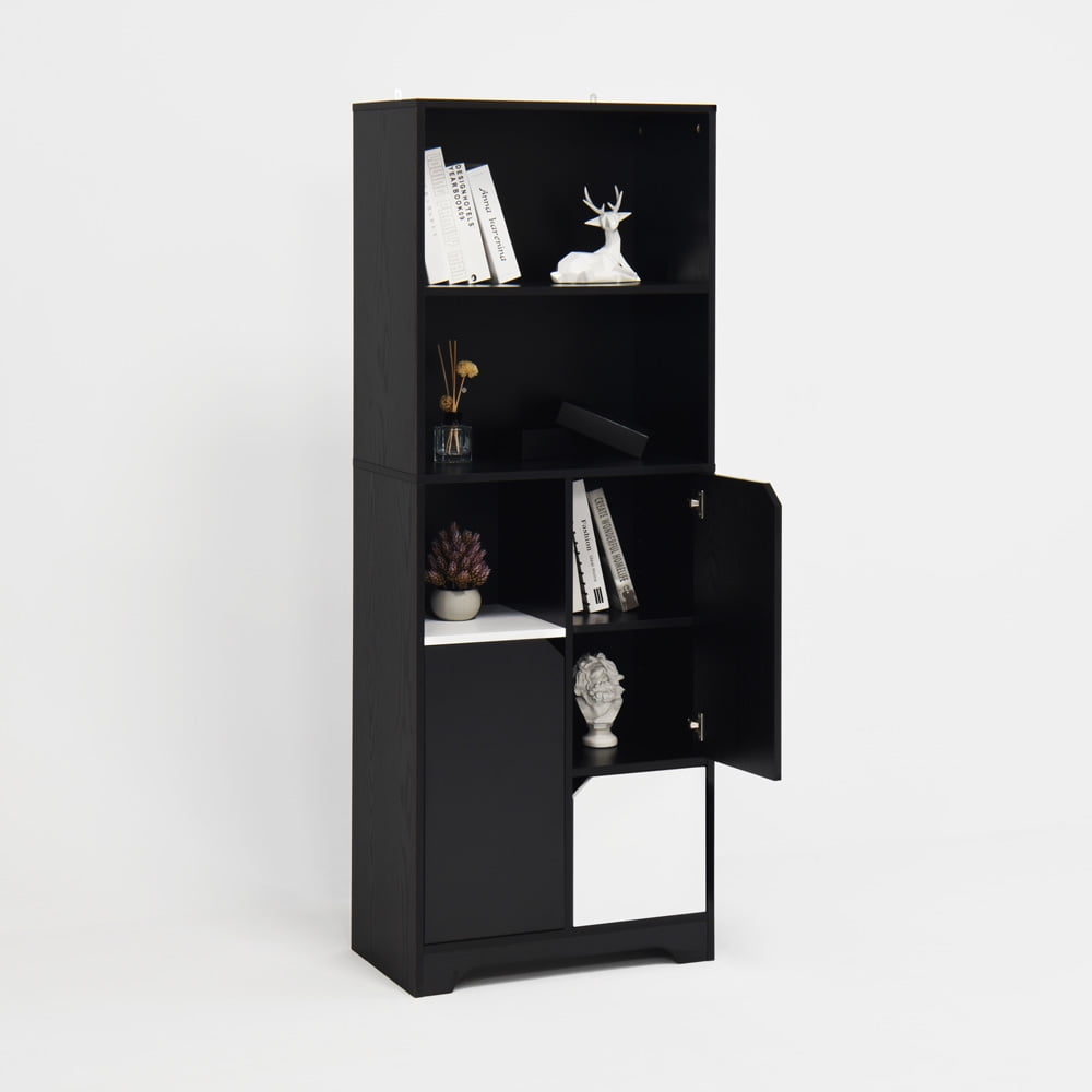 Large Wooden Storage Cabinet with 1 Drawer and 3 Shelves, Wood Kitchen ...