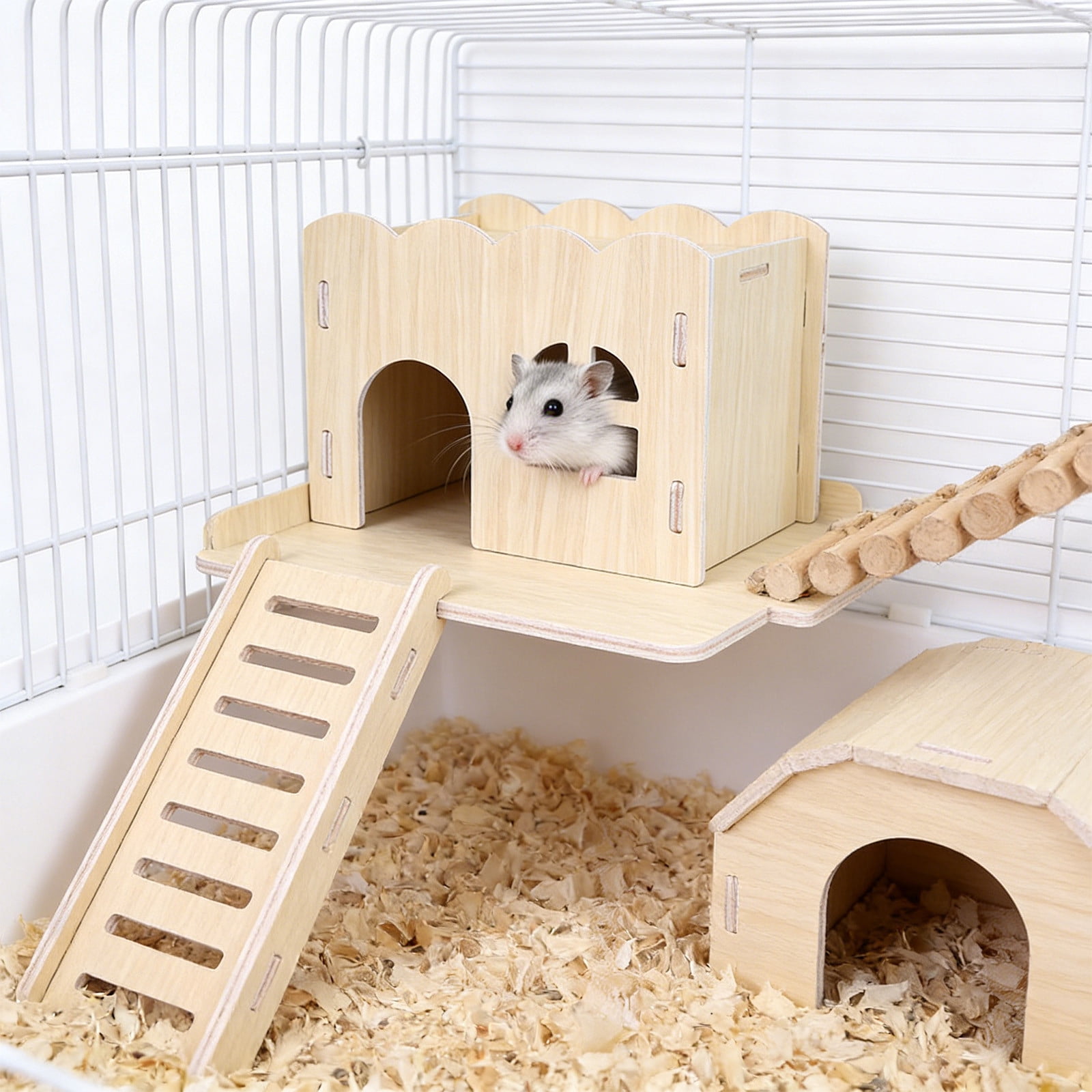 Large Wooden Syrian Hamster Hideout Multi-Chamber Tunnel Set Hamster ...