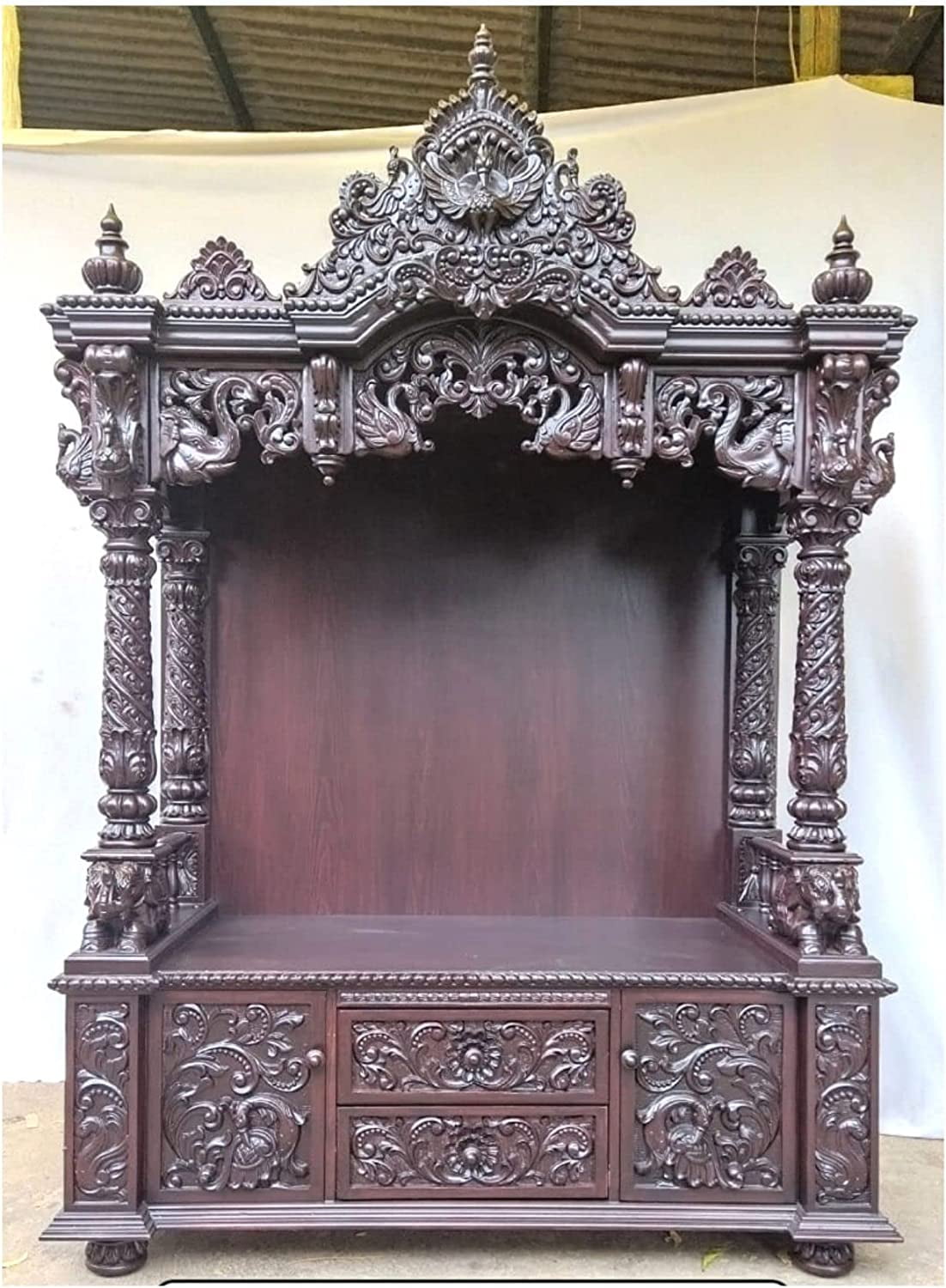 Large Wooden Temple, Seven Wood Temple for Home, Indian Home Temple ...