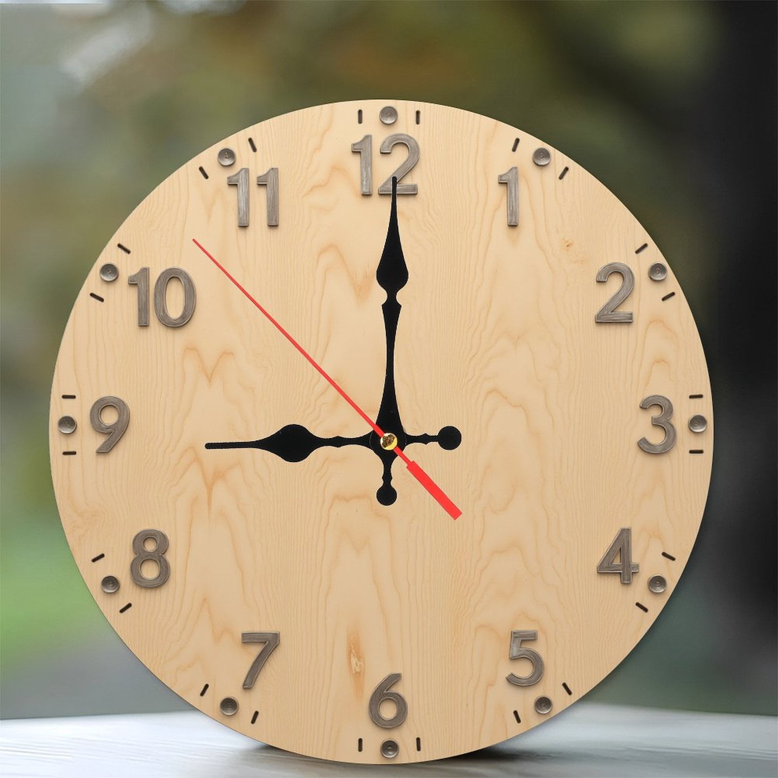 Large Wooden Wall Clock Scandinavian Style Home Decor 10-Inch Silent ...