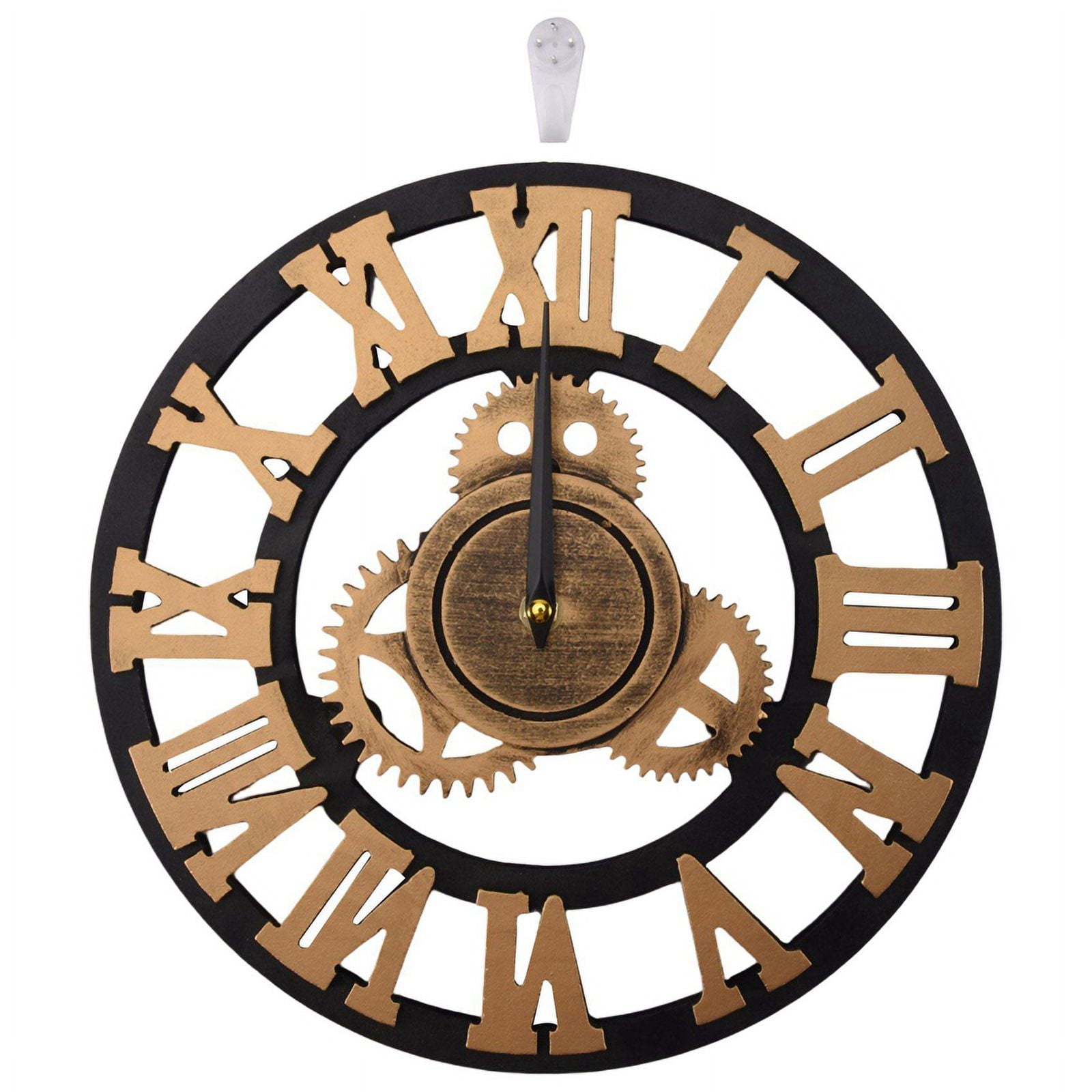 Large Wooden Wall Clock Vintage Gear Clock Us Style Living Room Wall ...