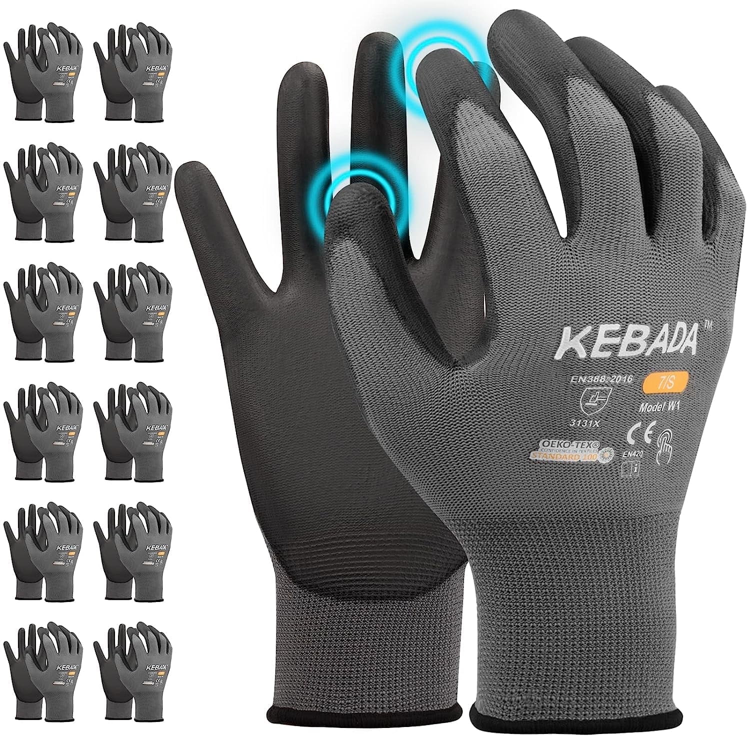 Large Work Gloves for Men and Women, 12 Pairs PU-Coated Gloves for Work ...
