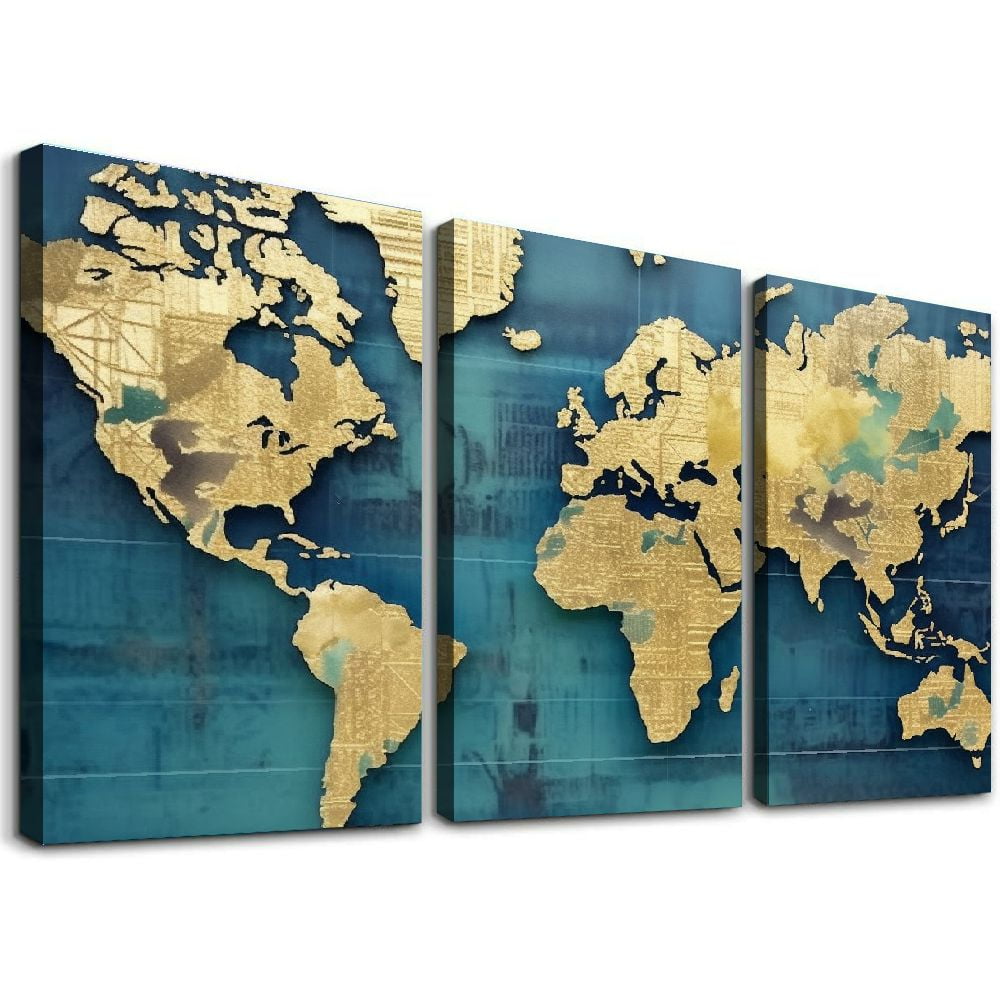 Large World Map Canvas Prints Wall Art for Living Room World Map ...
