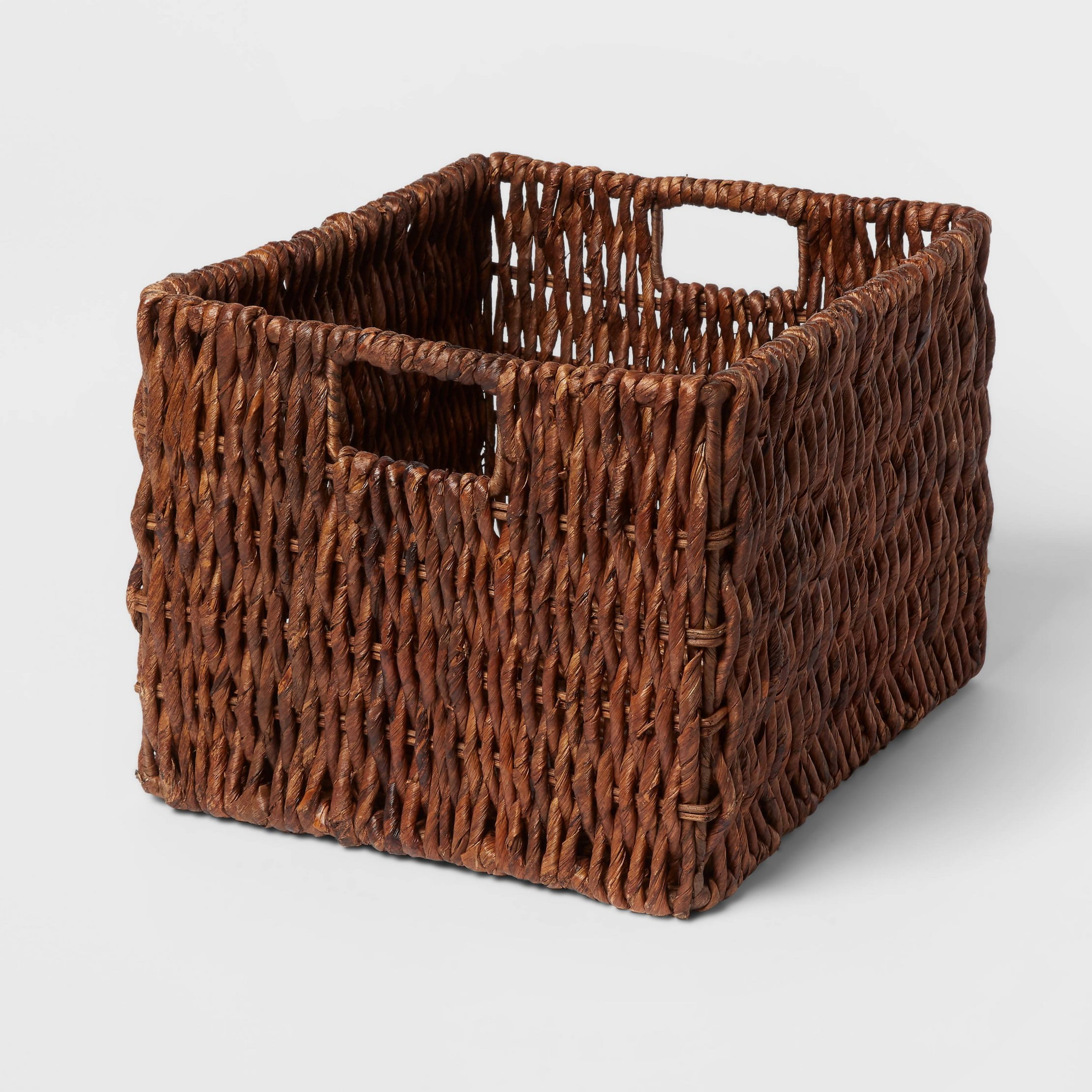 Large Woven Banana Bark Crate - Brown Rectangle Decorative Basket ...