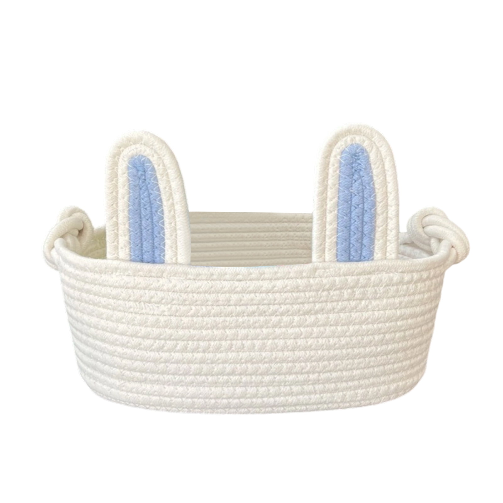 Large Woven Easter Basket with Bunny Ears for Easter Eggs Hunt - Pastel ...