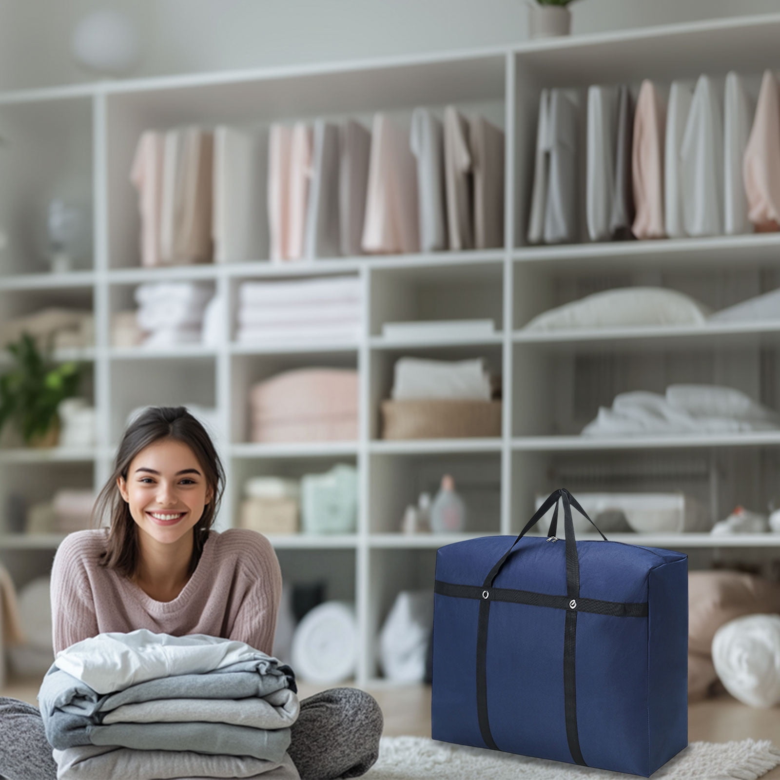 Large Woven Storage Bag, Durable Quilted Luggage, 40L Capacity, Sturdy ...