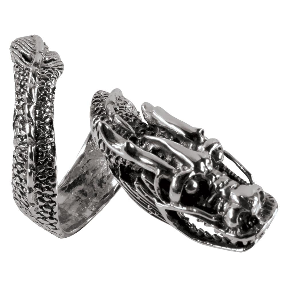 Large Wrap Around Dragon Sterling Silver Ring - 11 - Walmart.com