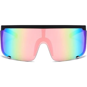 Retro Oversize Narrow Curved Shield Color Mirror Wrap Sport Sunglasses ...