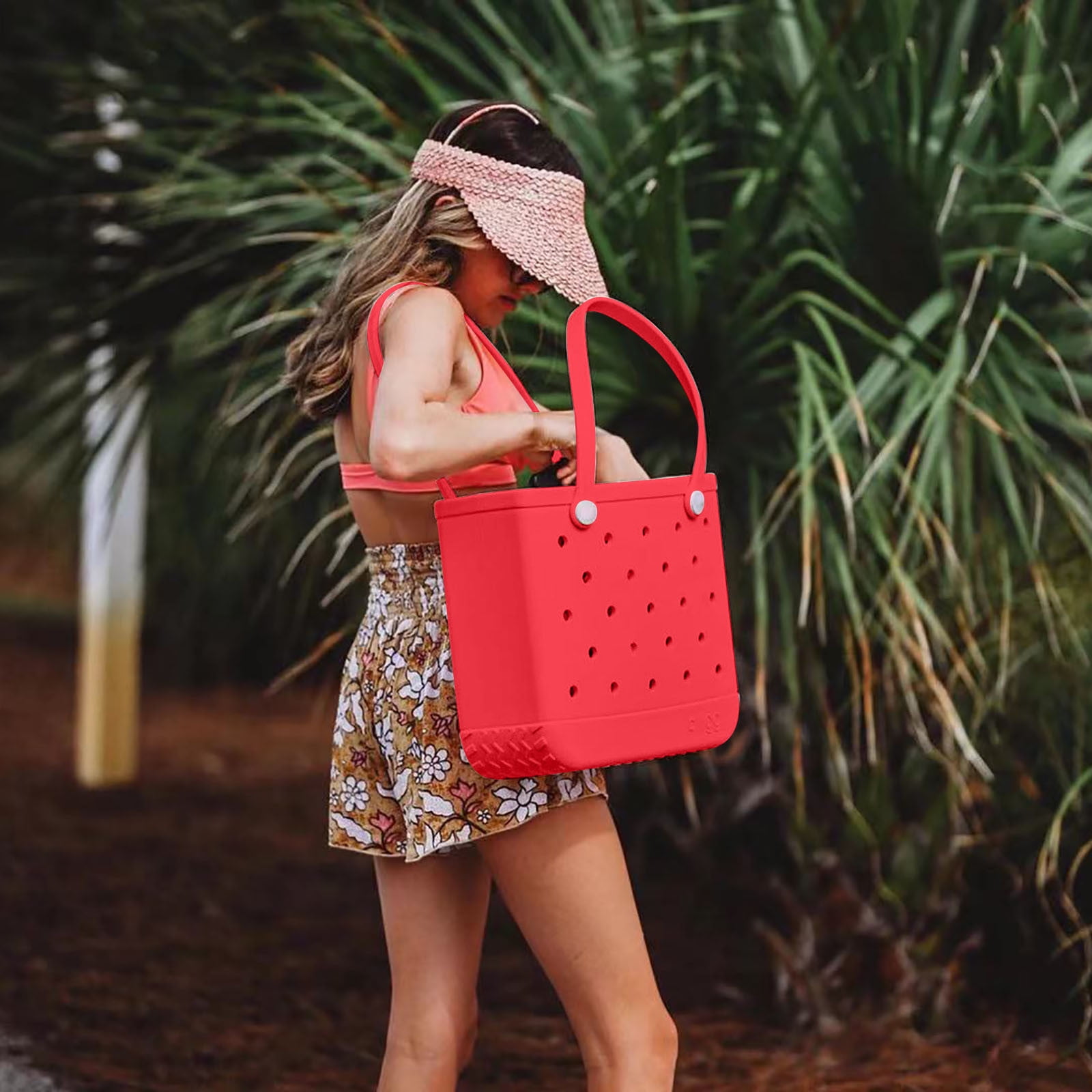 Large /X-Large Rubber Beach Tote Bag Sandproof Washable Open Tote Bag ...