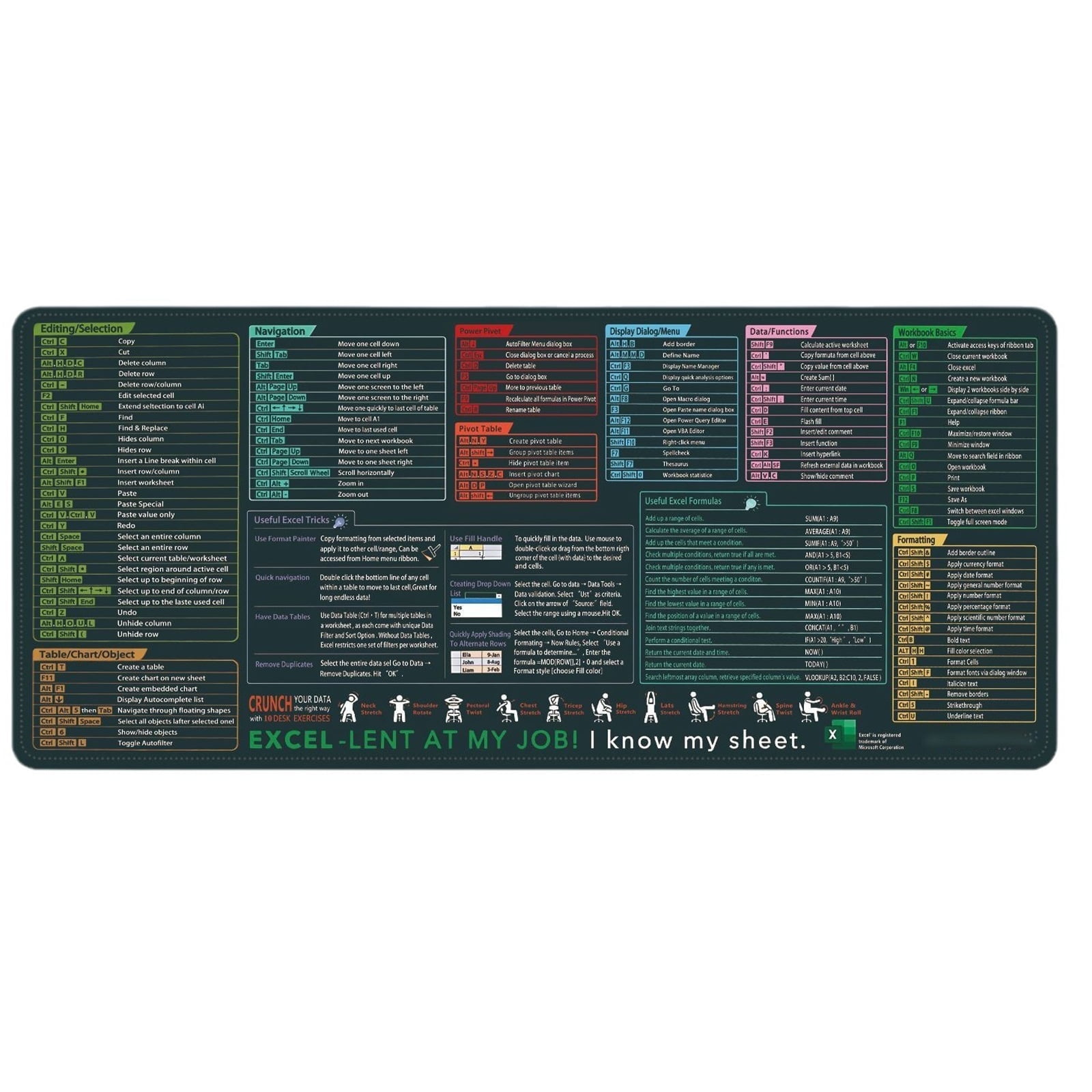 Large XL Mouse Pad for Gaming & Office - Includes Excel & Word ...