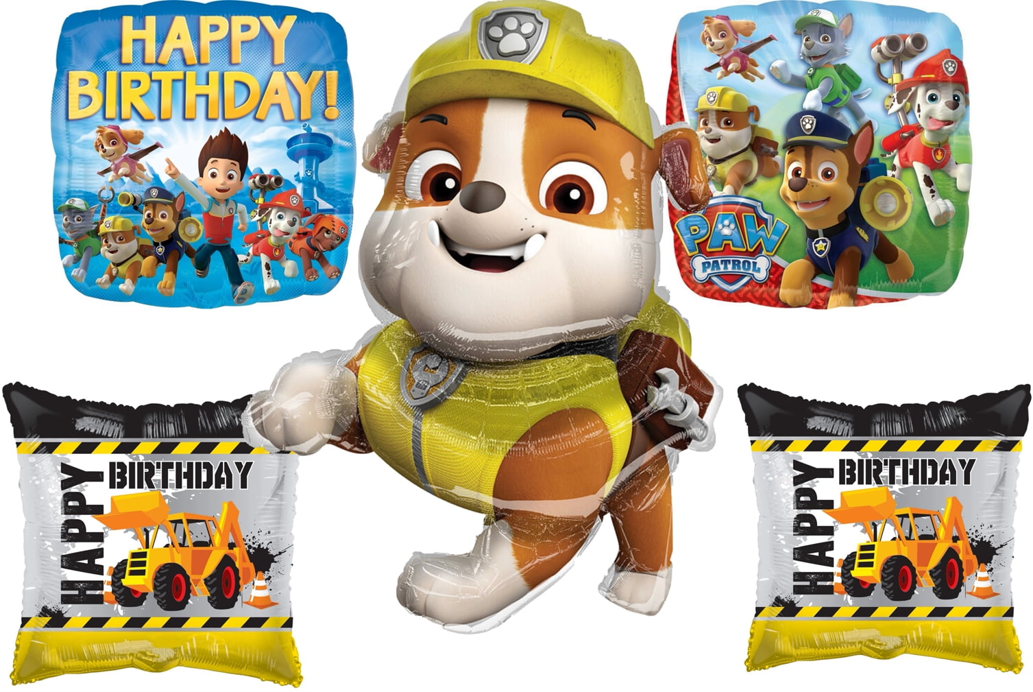Large Yellow Construction Rubble Paw Patrol Dogs Balloons Decoration ...