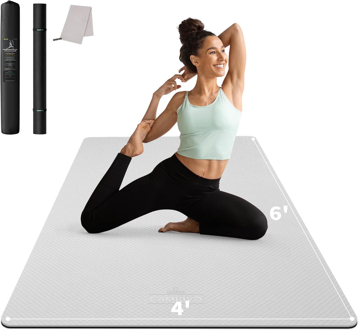 Large Yoga Mat (6'x 4'), Extra Wide Workout Mat for Men and Women, Yoga ...