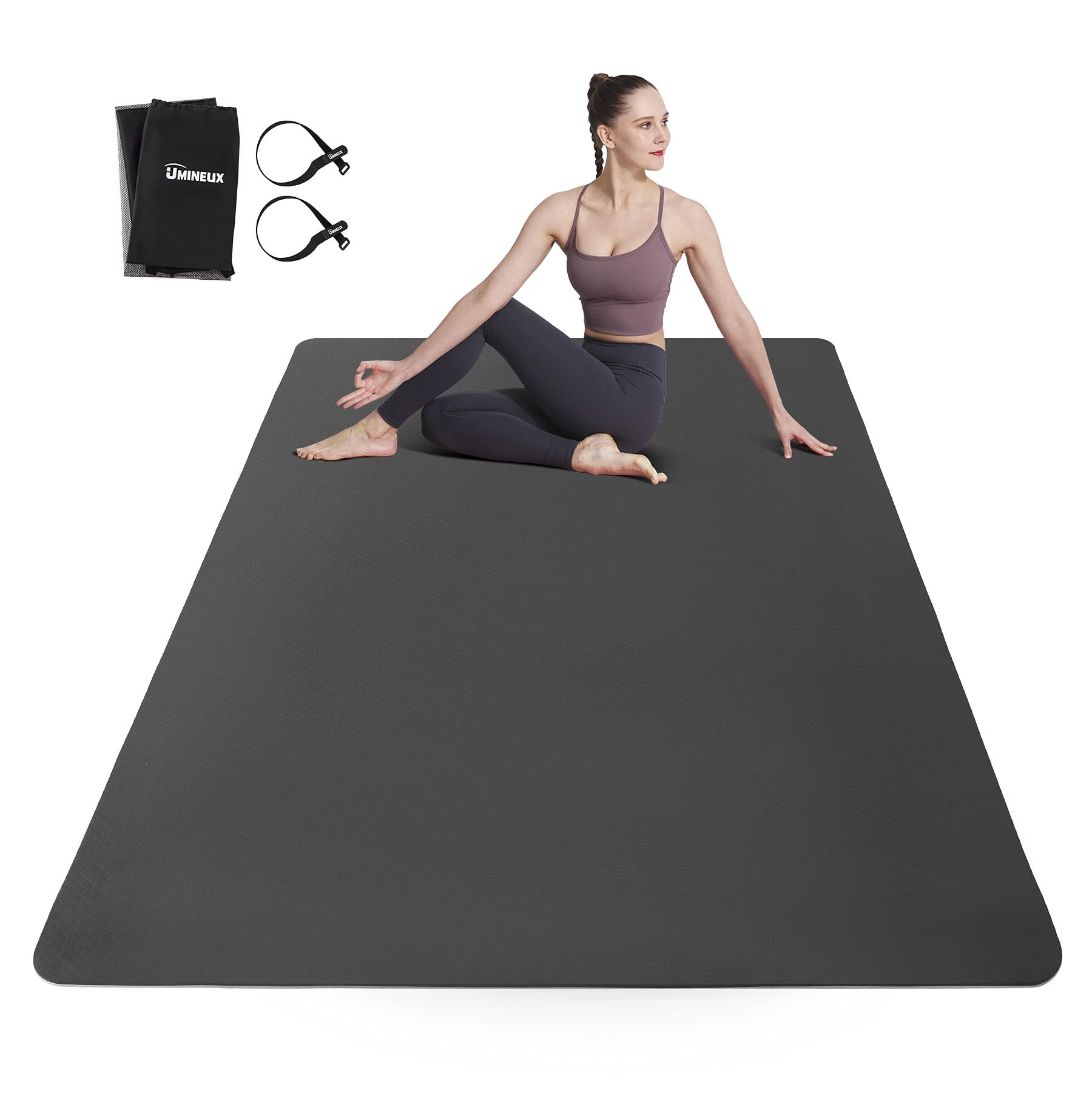 Large Yoga Mat for Men and Women 1/4 Inch Extra Thick All-Purpose TPE ...