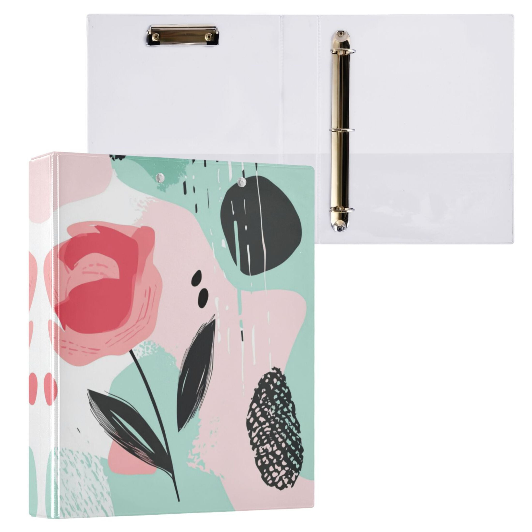 Large and Cartoonish Rose 3 Ring Hardcover Binders 1.5in Round Rings ...