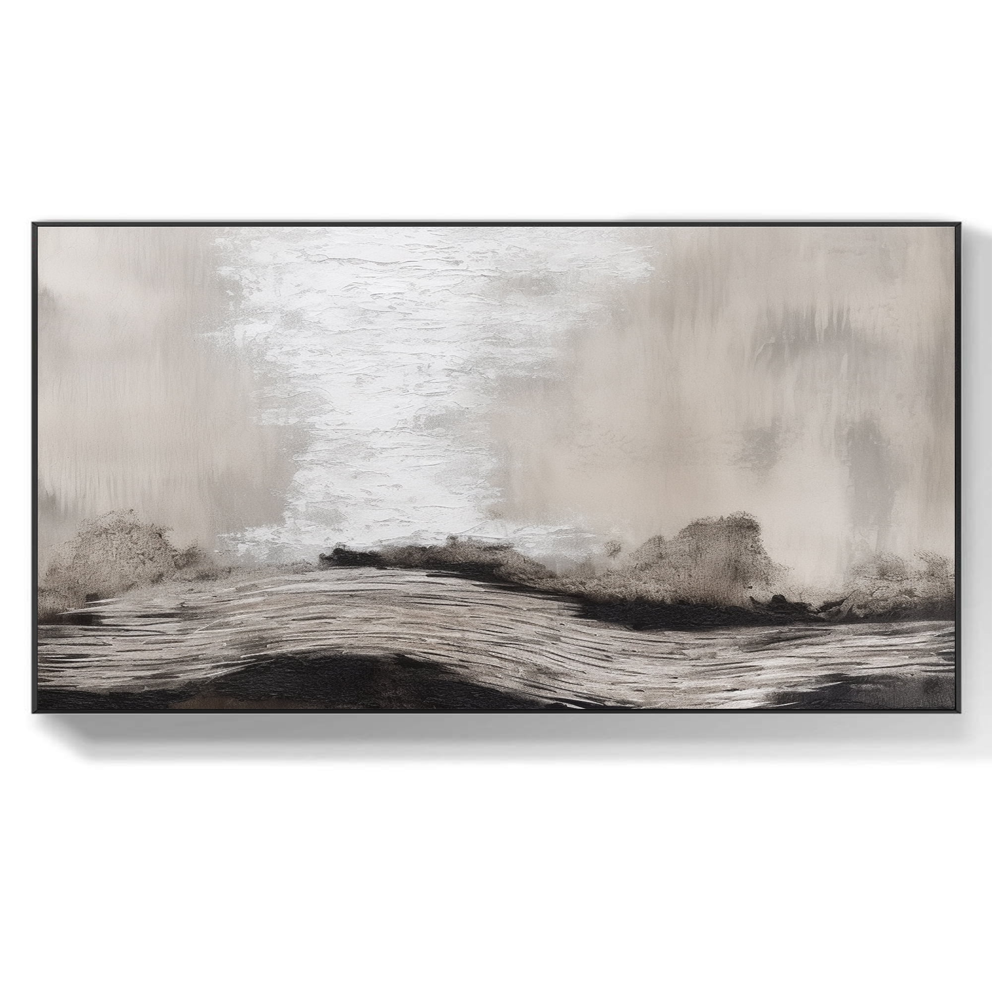 Large black abstract wall art, handmade acrylic grey painting, textured ...