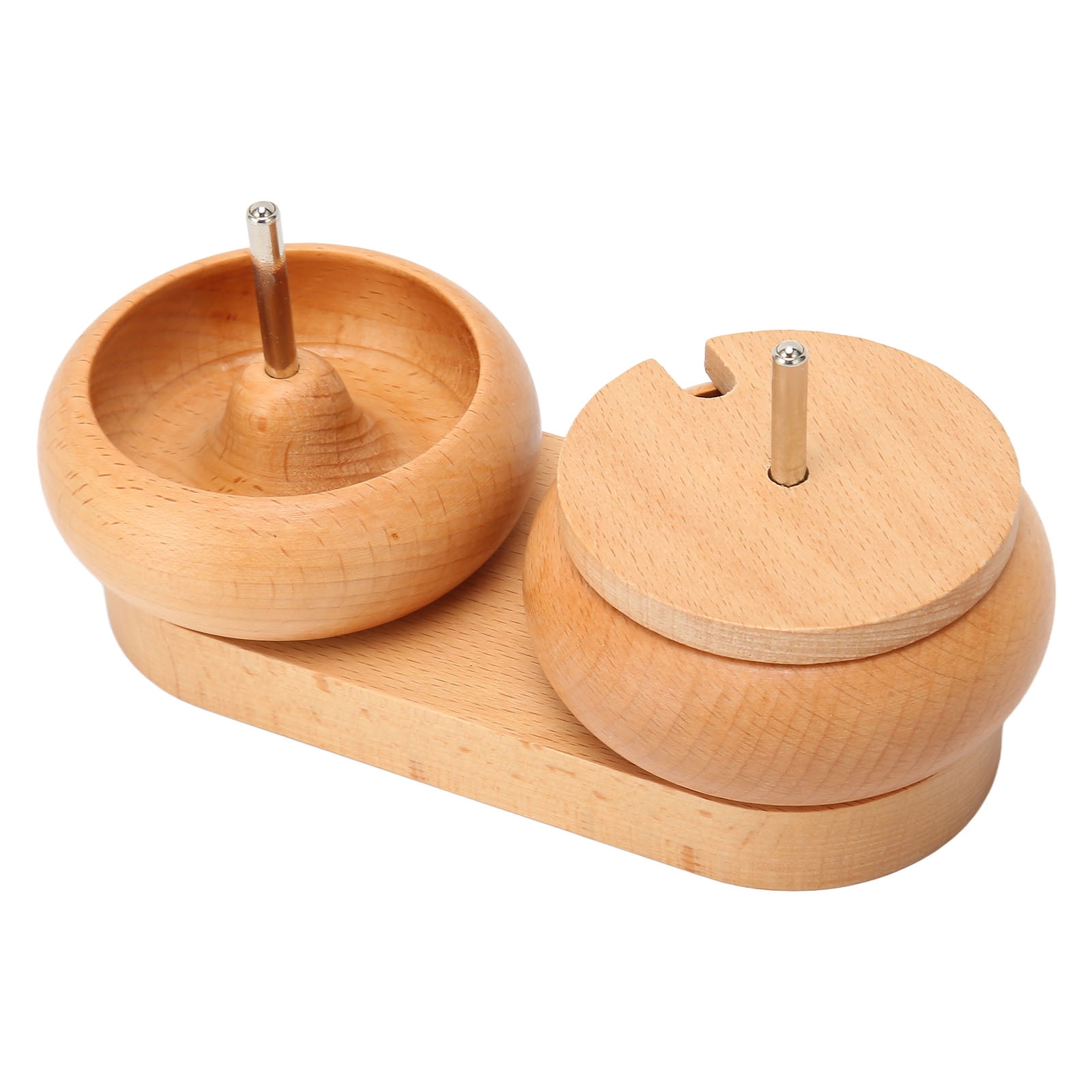 Large bowl bead spinner Polished wood lid Metal shaft Stable oval base ...