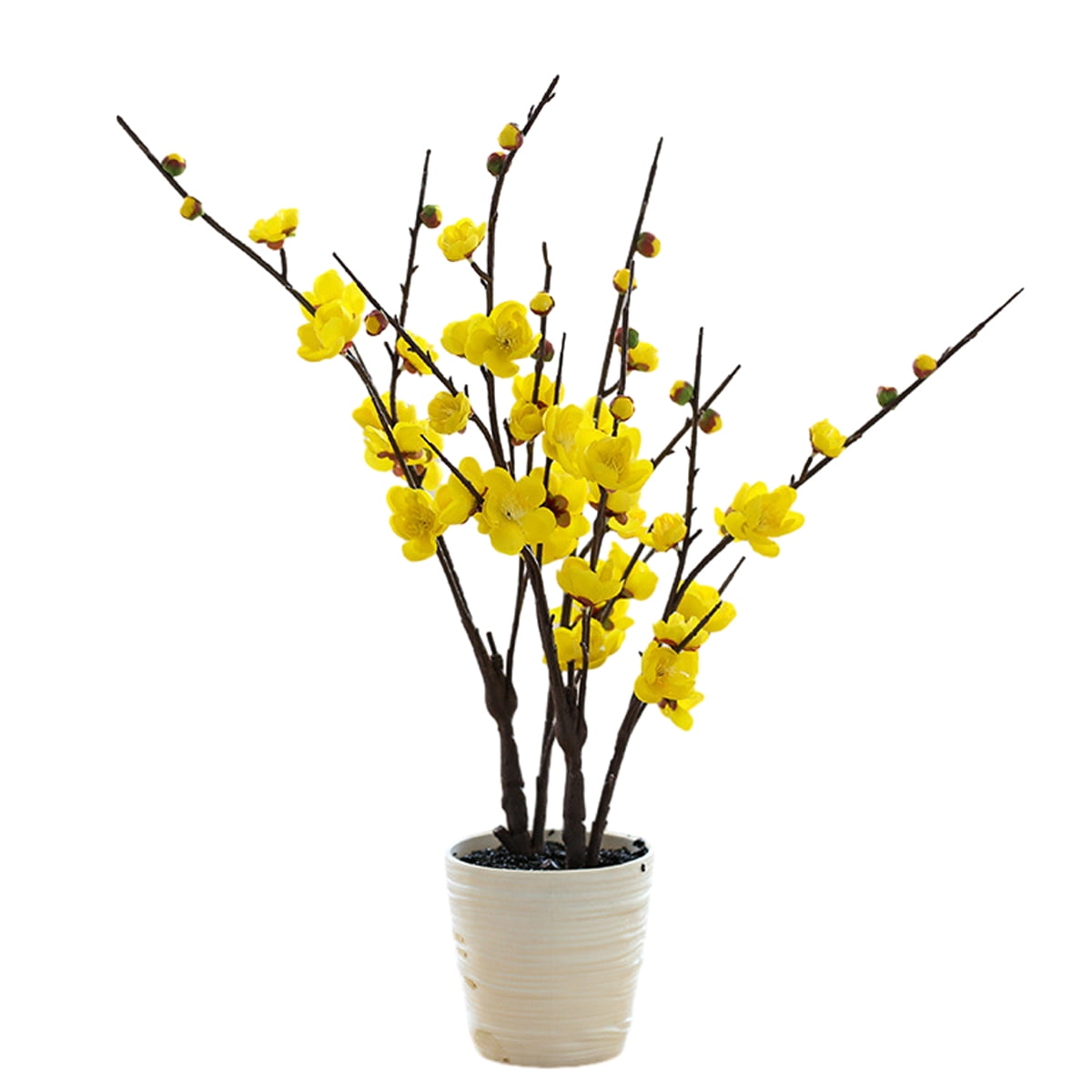 Large branch Double fork fake plum blossom potted flower artificial ...