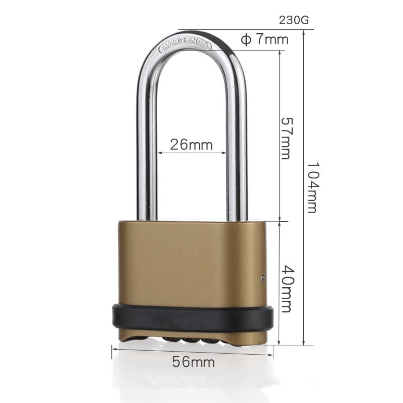 Large extended door outdoor long combination lock padlock password ...