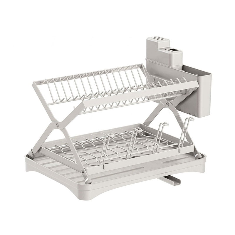 Large folding dish rack 2-tier multi-purpose dish rack With cutlery ...