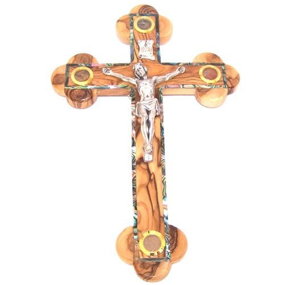 Large grade A Olive wood 14 Stations Crucifix with Holy Land Samples ...