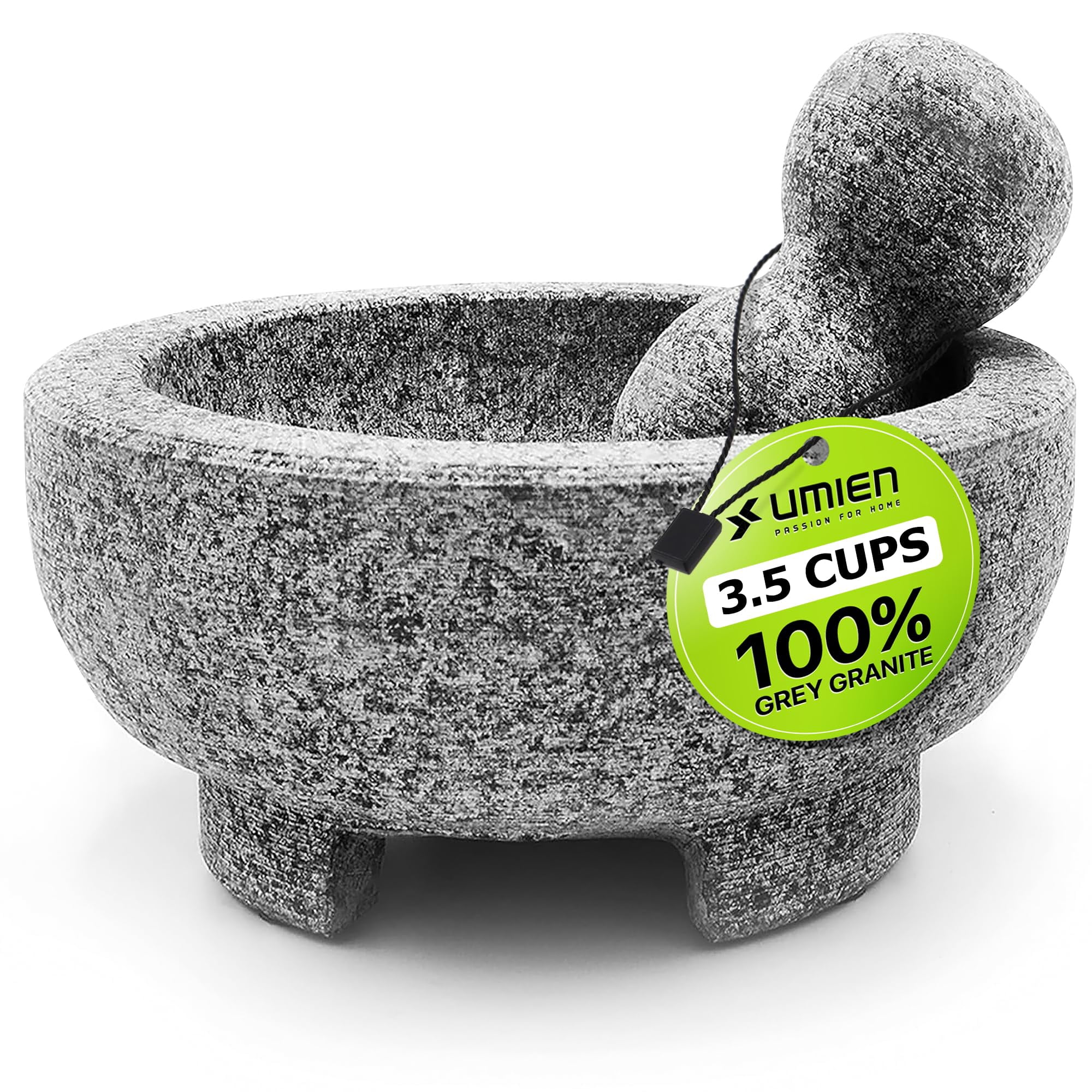 Large granite mortar and pestle, 8 inch molcajete bowl, 3.5 cups ...