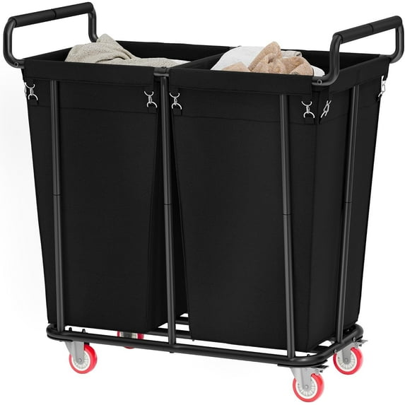 Large laundry hamper with Wheels, 2 Bag 360L Big Rolling Laundry Basket ...