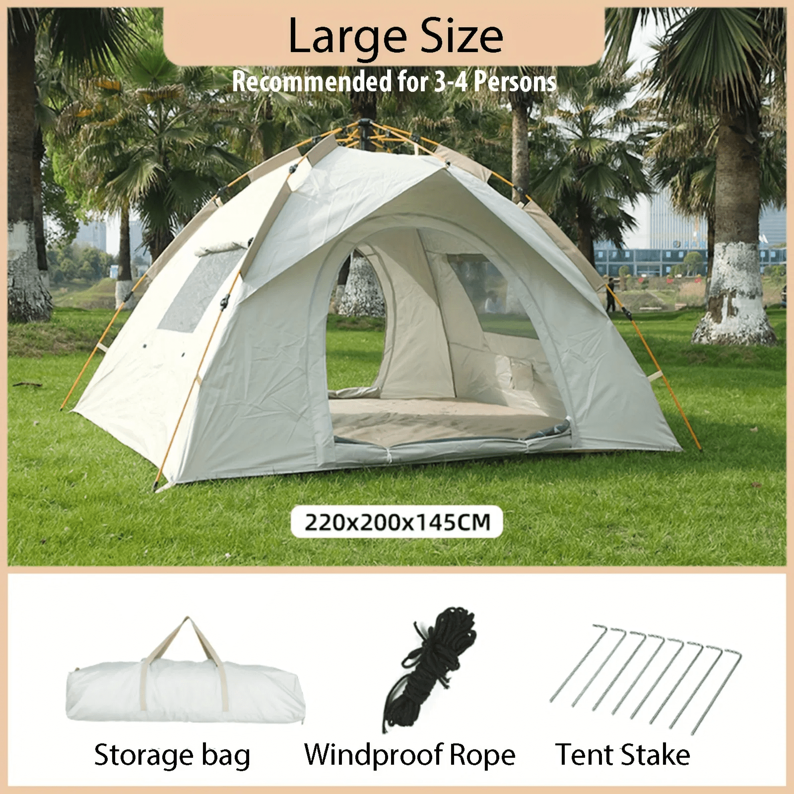 Large (model for 4 people) All-season tent, portable folding fully ...