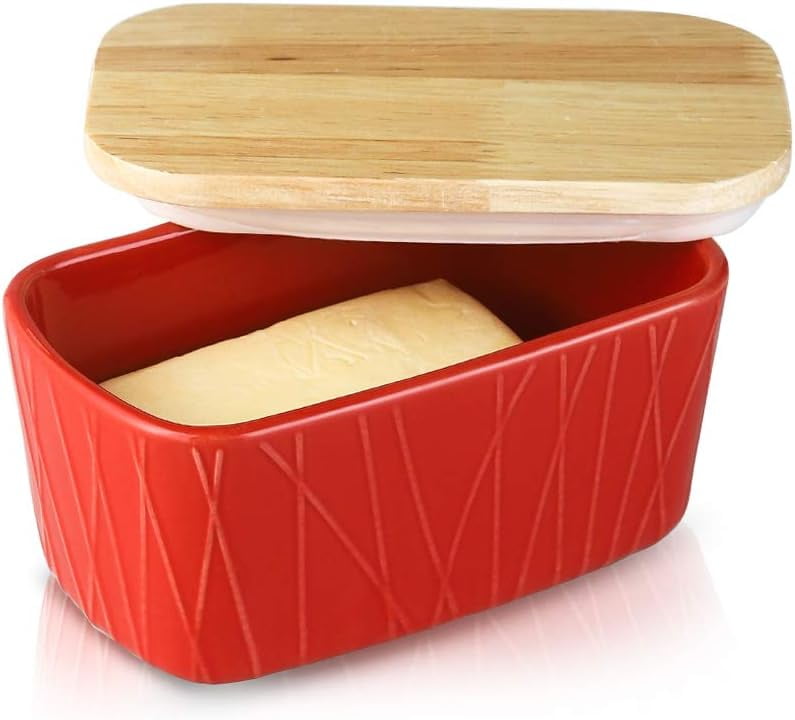 Large porcelain butter dish with lid, suitable for countertops, sealed ...