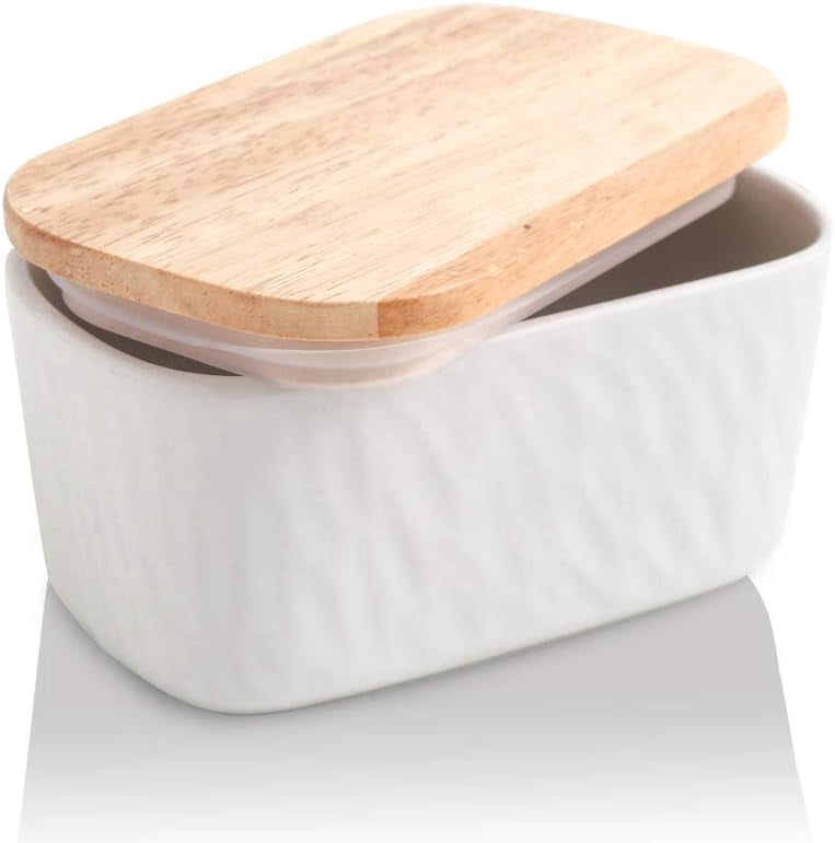 Large porcelain butter dish with lid for countertops, airtight butter ...