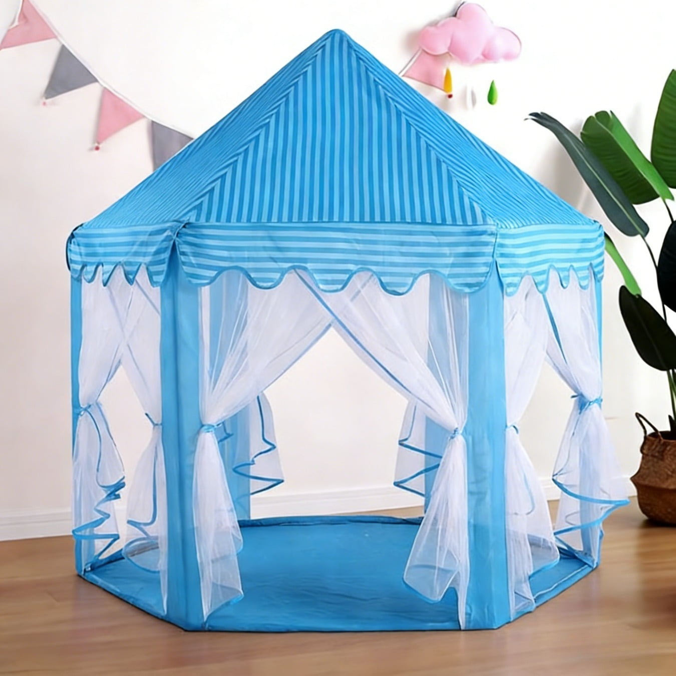 Large princess style hexagonal tent, 55" x 53", elegant hexagonal tent ...