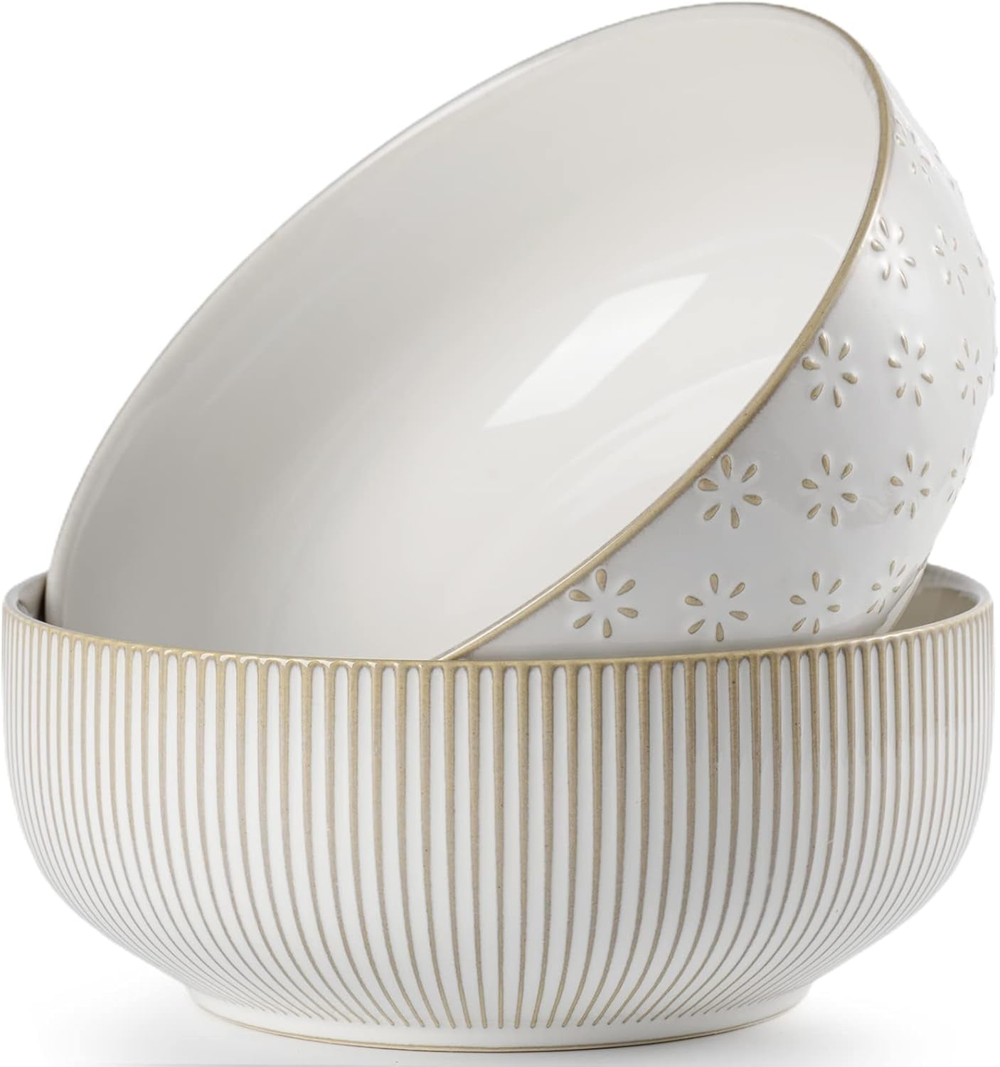 Large service bowl (8 inches and 60 fluid ounces), set of 2 ceramic ...