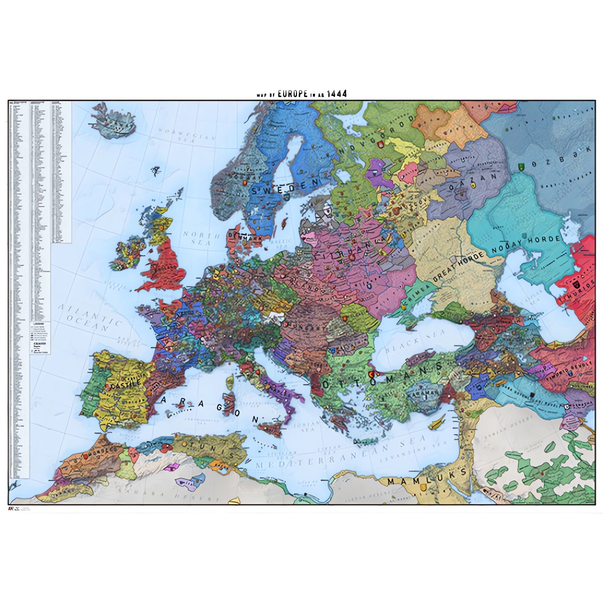 Large size Map of Europe in 1444, European History Posters & Prints ...