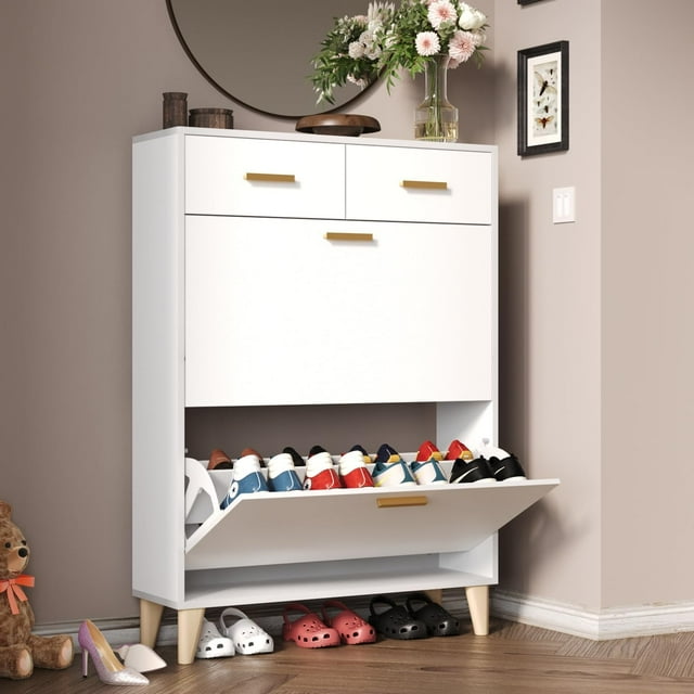 Large size Shoe Cabinet,Free Standing Tipping Bucket Shoe Rack ...