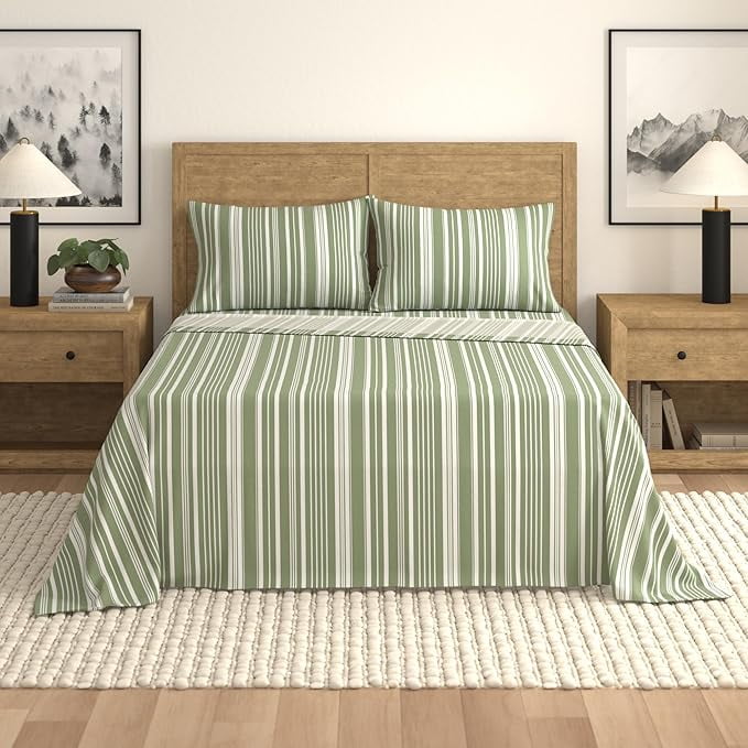 Large-sized Double Bed Ultra-fine Fiber Sheets Set - Green Checkered 4 ...
