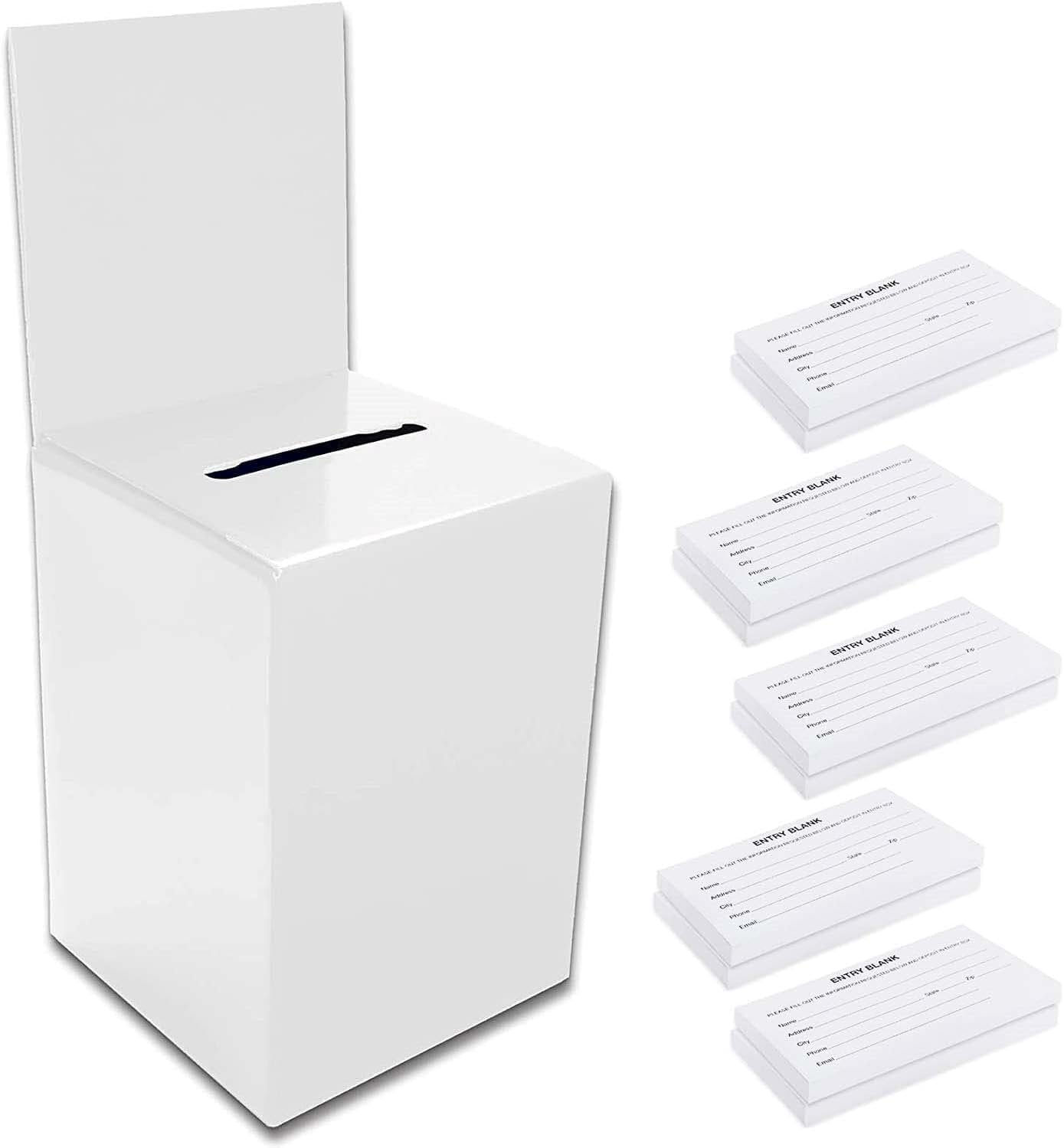 Large thick cardboard raffle Ballot Box 9.5"H x 6.5"W x 6.5"D Charity ...