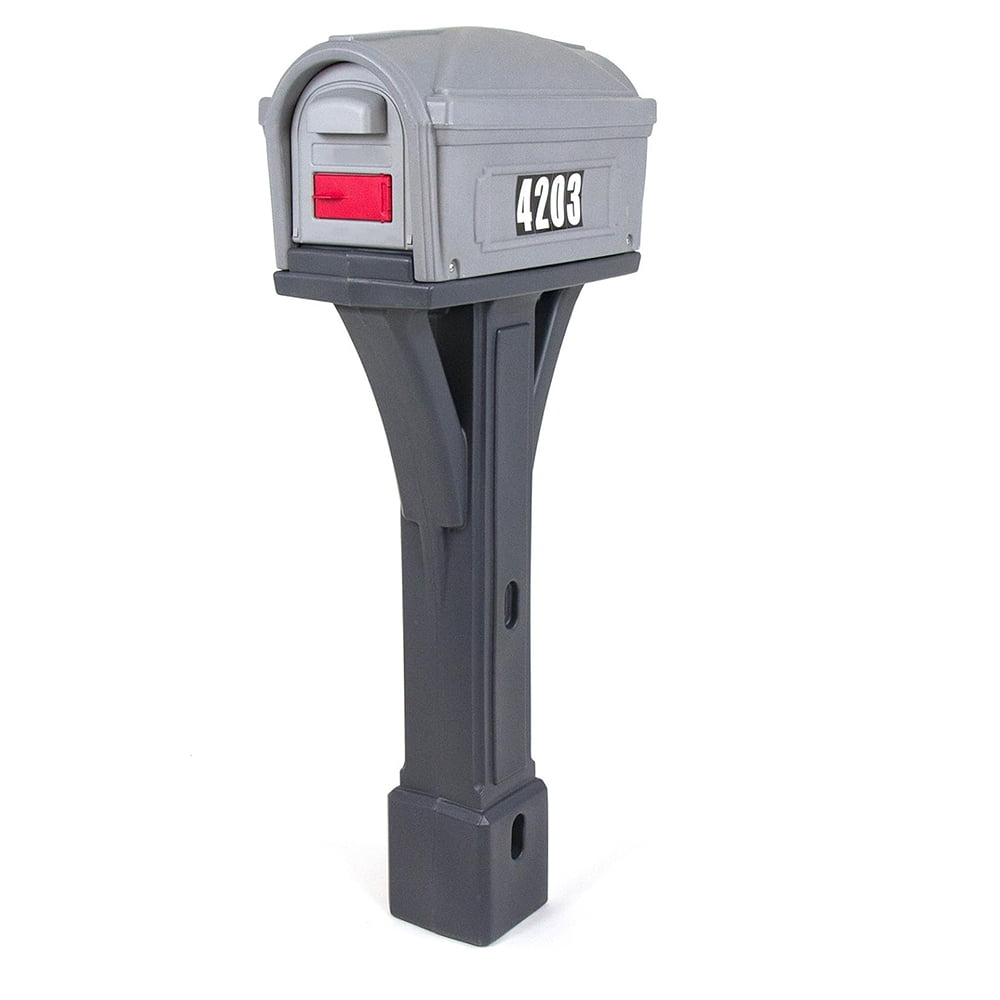 Large traditional Plastic Residential Mailbox, Post Mount Combo Kit ...