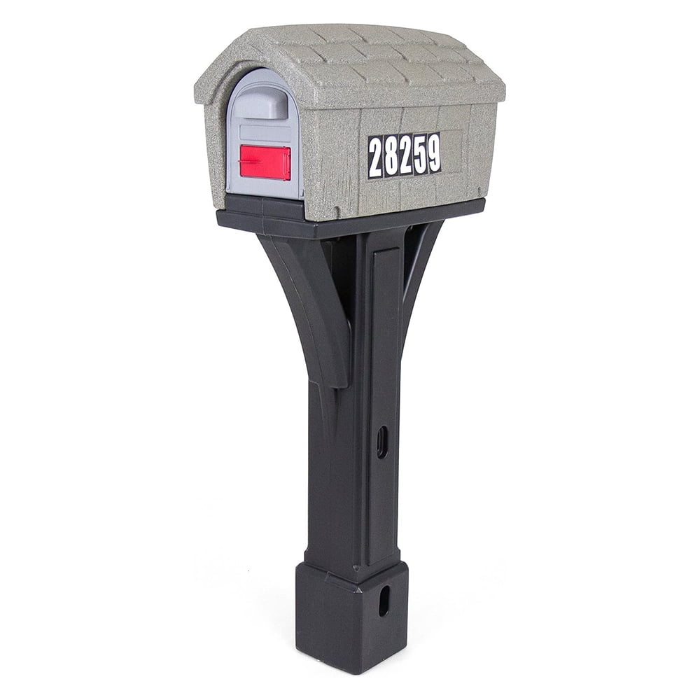 Classic Plastic Residential Mailbox, Post Mount Combo Kit with 2 Access ...