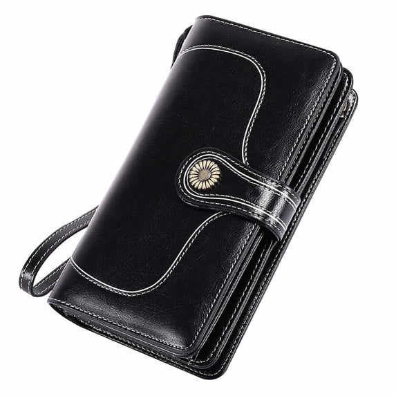 Large women's leather wallet, large women's wallet, many compartments ...