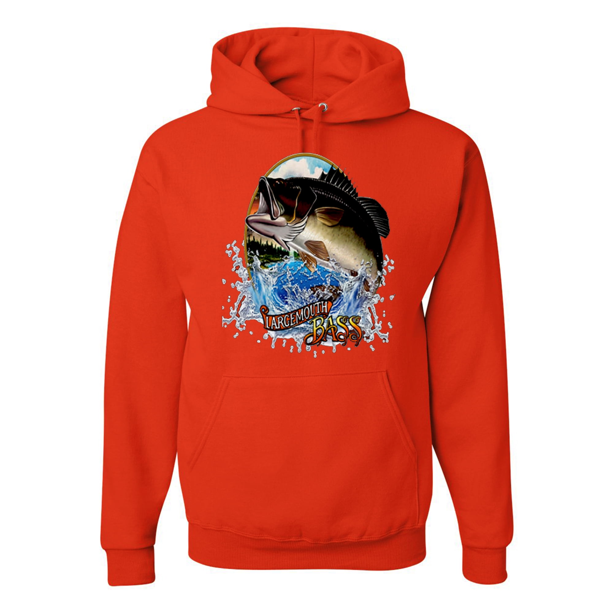 LargeMouth Bass Fish Fishling Lovers Mens Hoodies, Orange, Medium ...